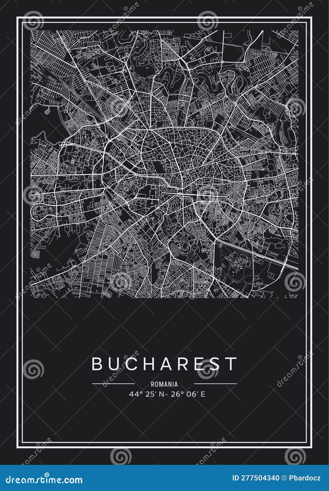 Black and White Printable Bucharest City Map, Poster Design. Stock ...
