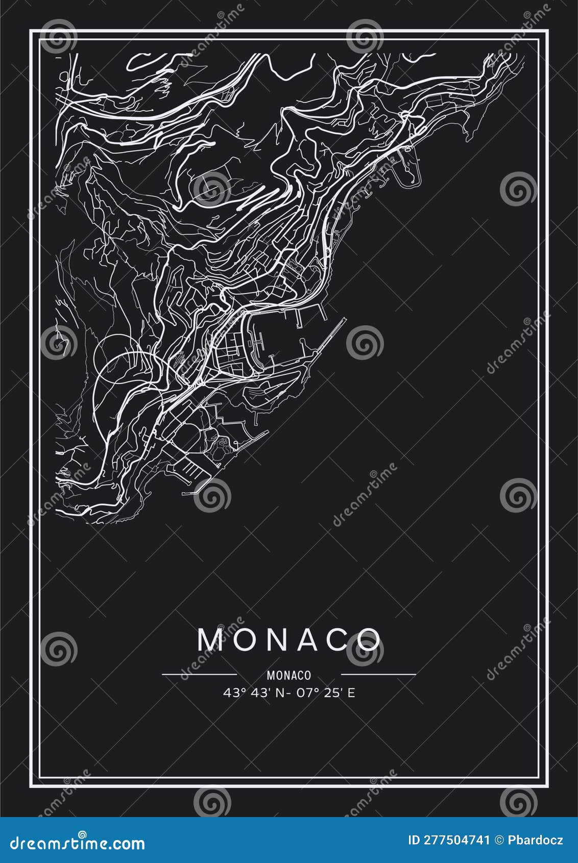 Black and White Printable Monaco City Map, Poster Design. Stock Vector - Illustration of monte ...