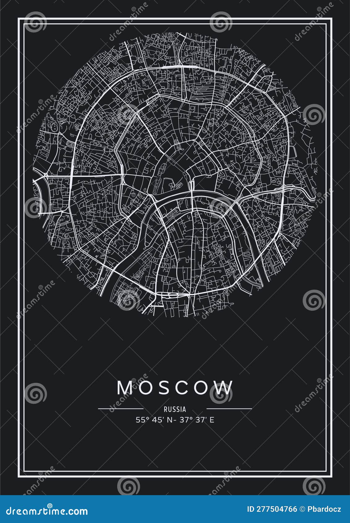 Black and White Printable Moscow City Map, Poster Design. Stock Vector ...
