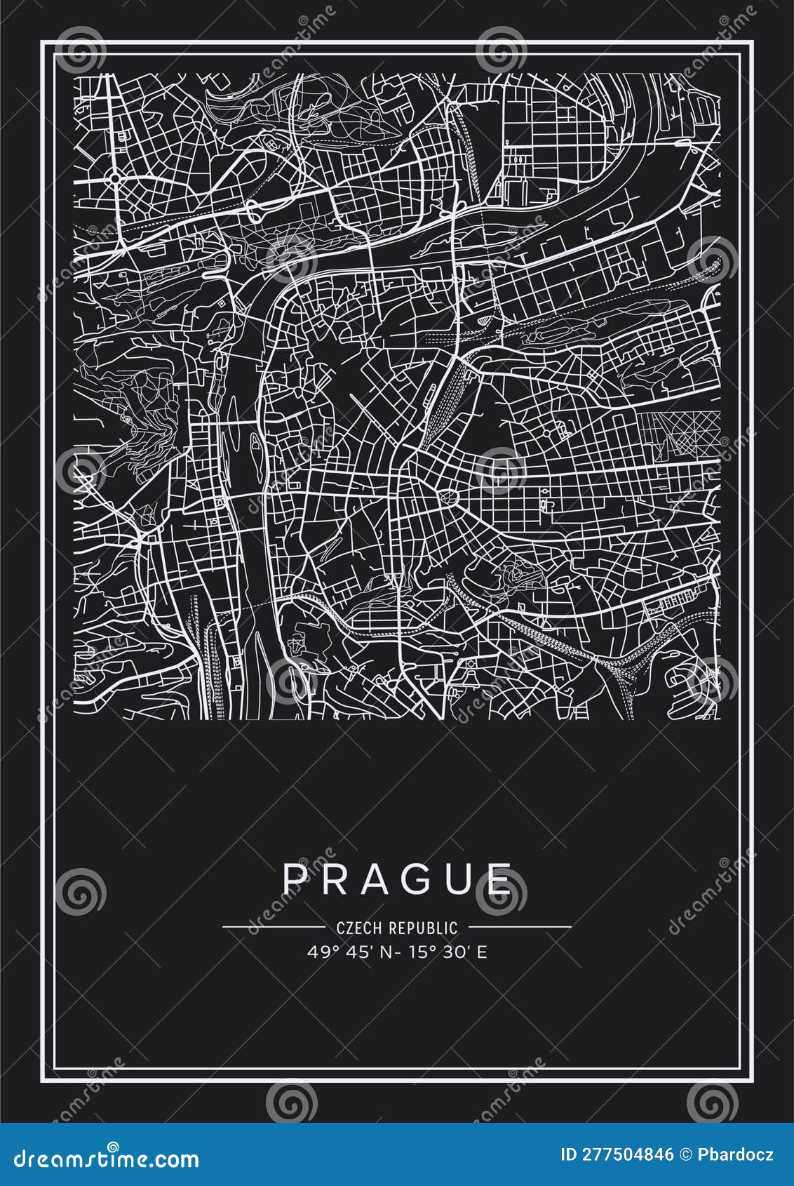 Black and White Printable Prague City Map, Poster Design. Stock Vector ...