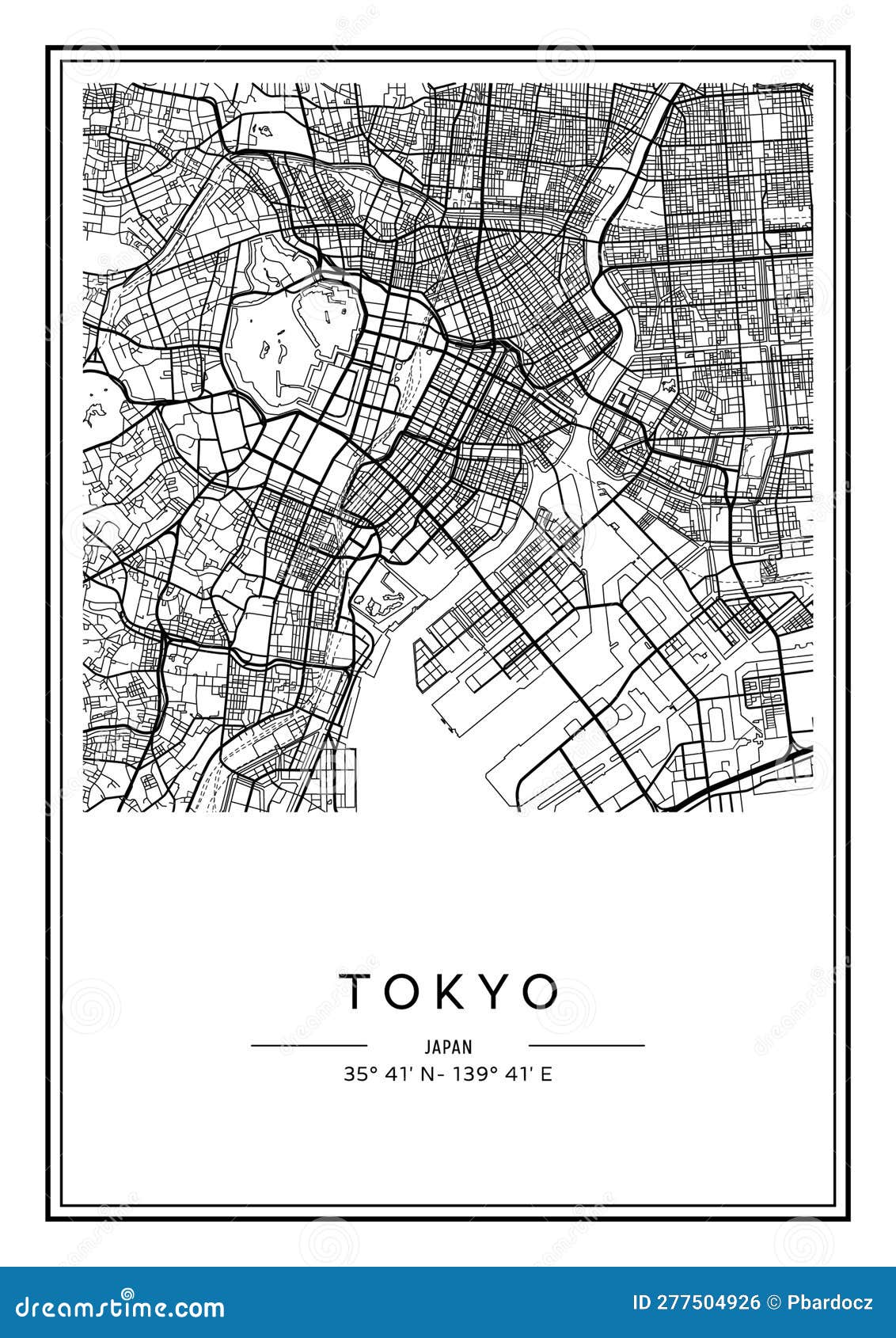 Black and White Printable Tokyo City Map, Poster Design. Stock Vector ...
