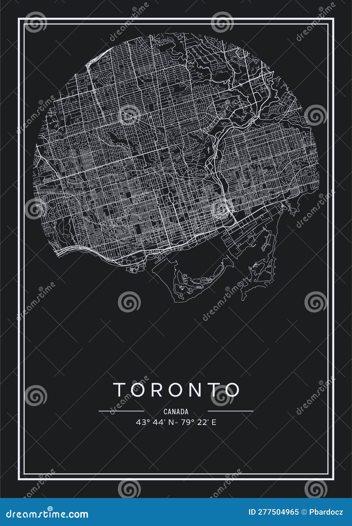 Black and White Printable Toronto City Map, Poster Design. Stock Vector ...