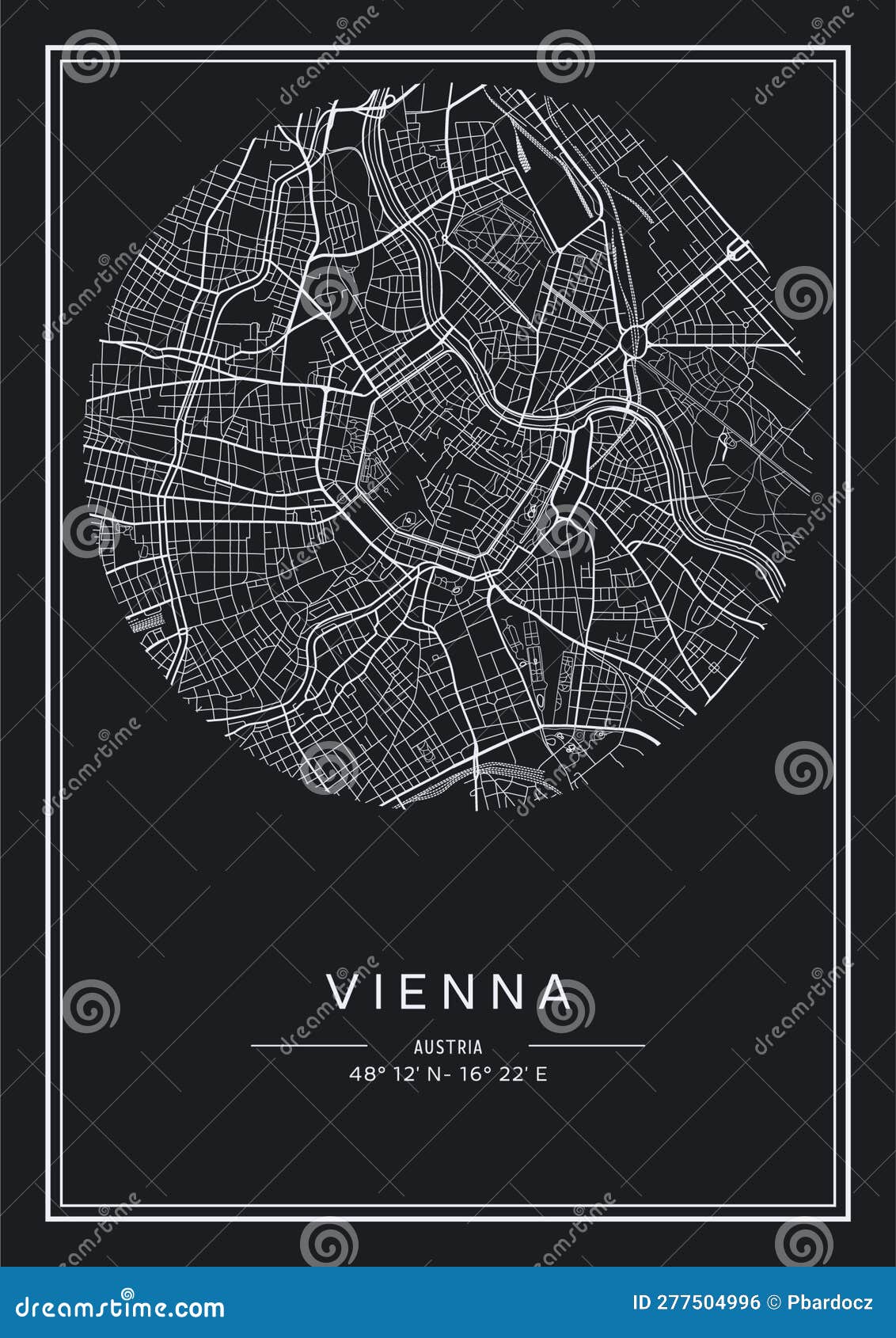 Black and White Printable Vienna City Map, Poster Design. Stock Vector ...