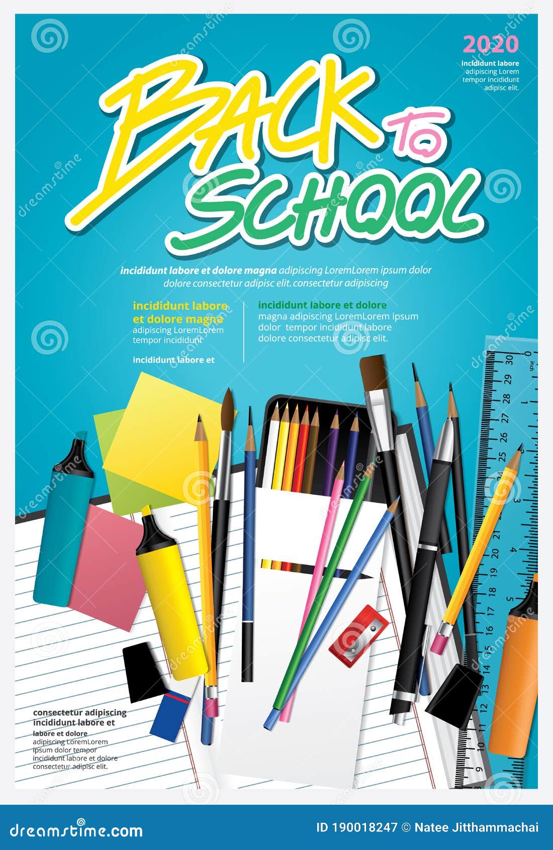 Poster Back To School Design Template Stock Vector - Illustration of ...