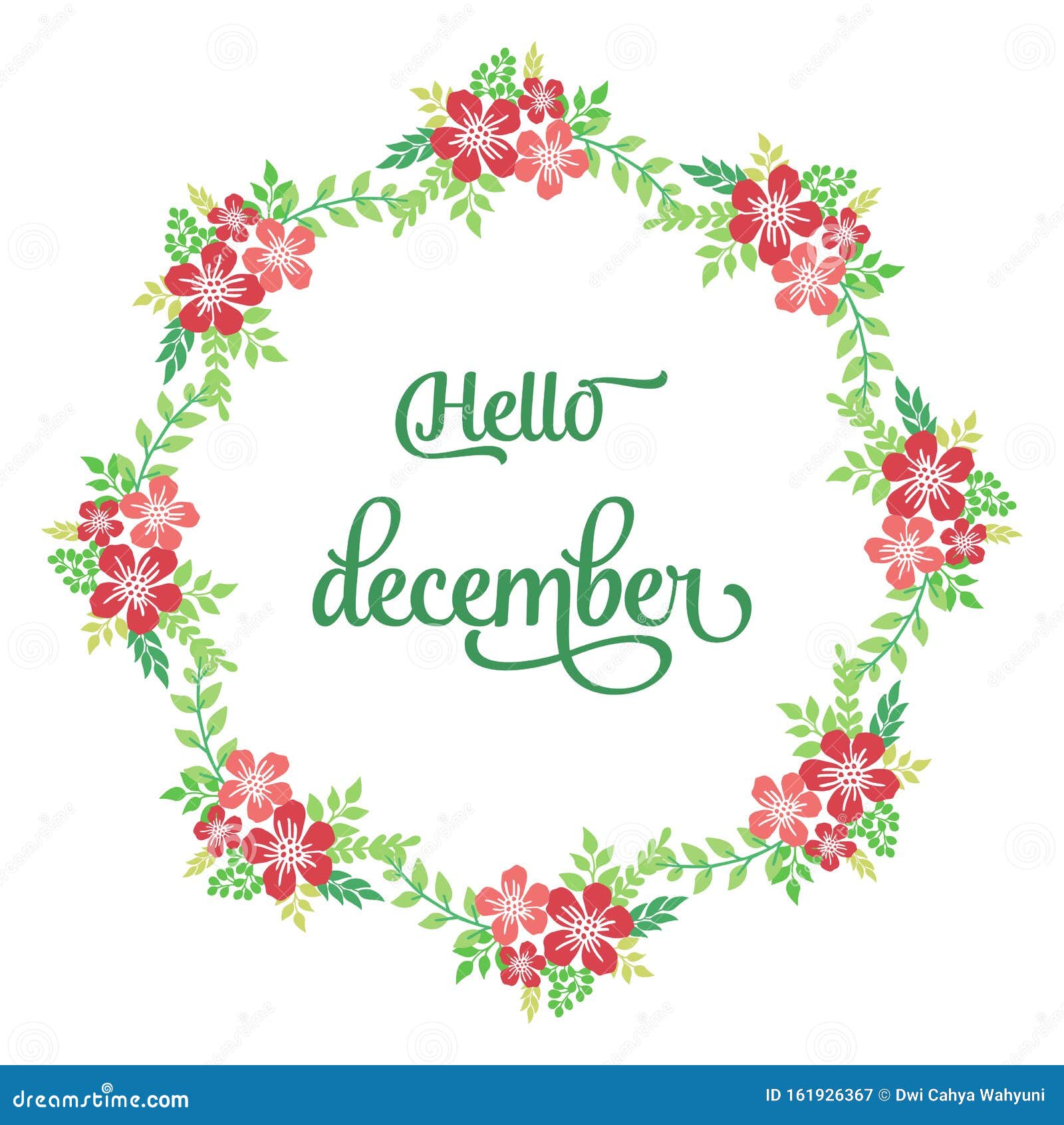 Poster or Banner Hello December, with Abstract Red Flower Frame Graphic ...