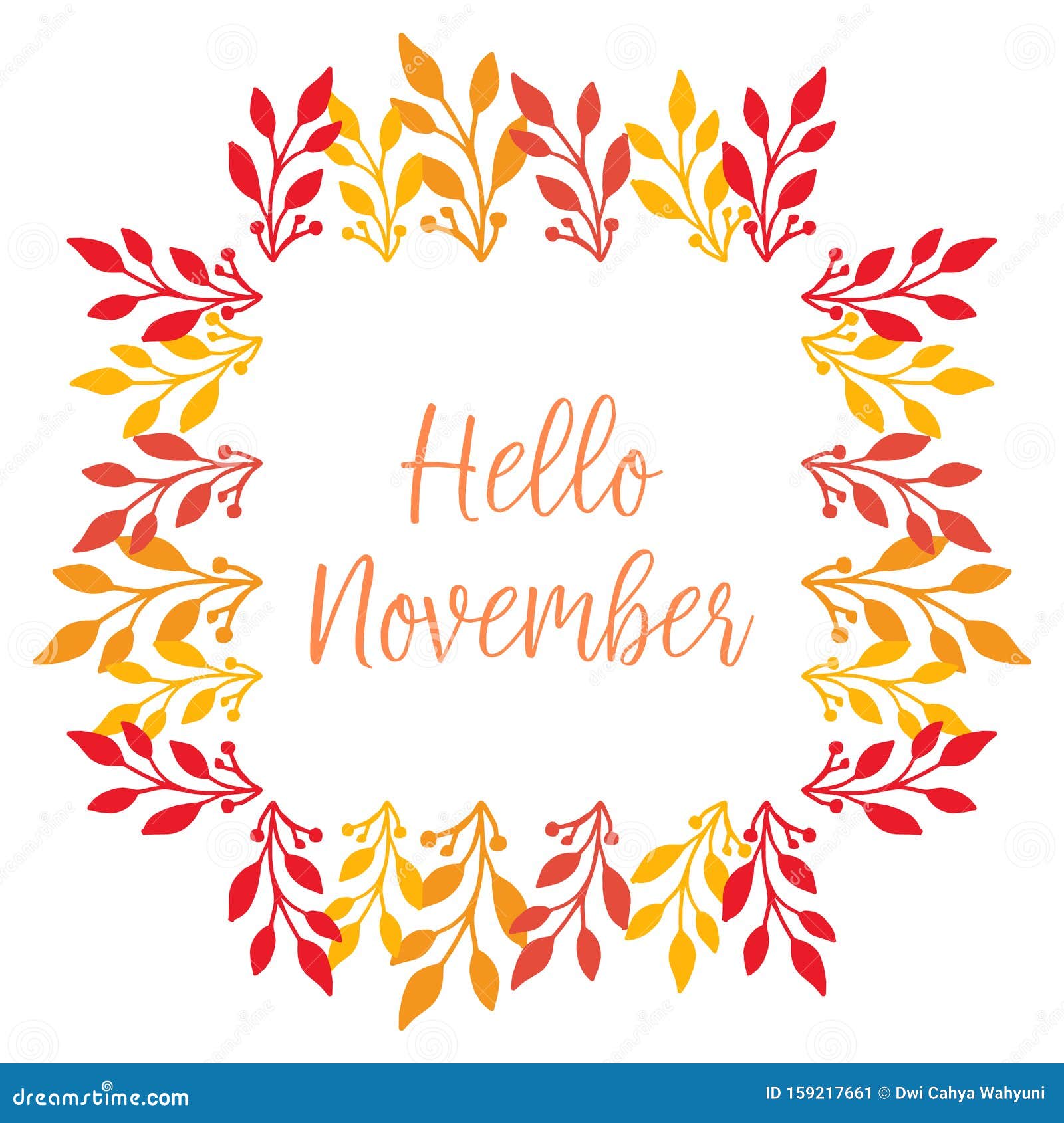 Poster or Banner Hello November, with Pattern of Autumn Leaf Frame ...