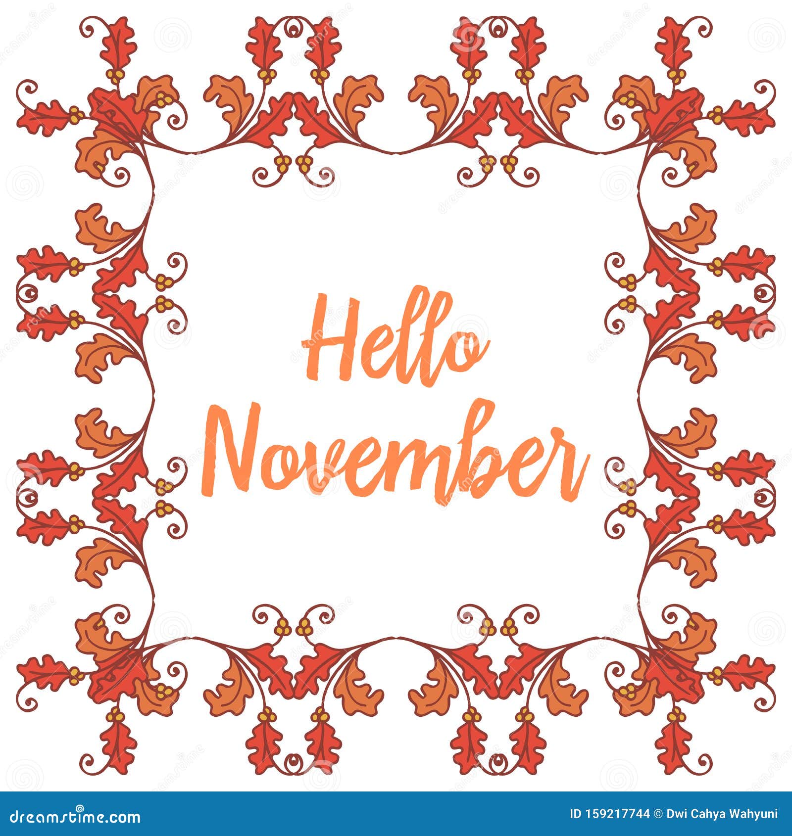 Poster or Banner Hello November, with Pattern of Autumn Leaf Frame ...