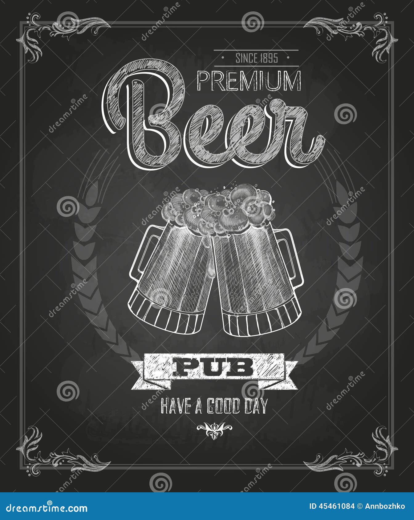 Poster with Beer. Chalk Drawing Stock Vector - Illustration of party ...