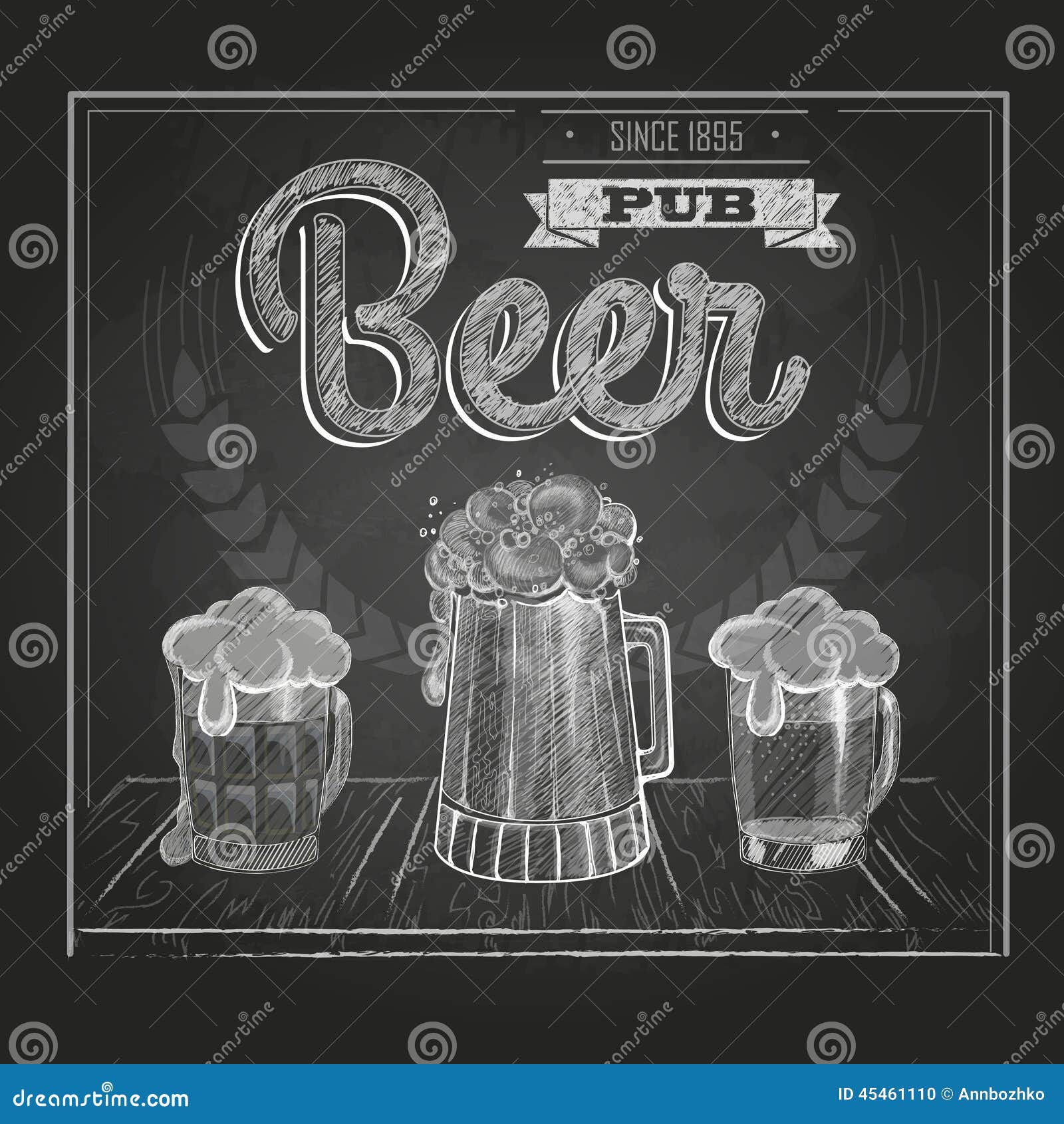 Poster with Beer. Chalk Drawing Stock Vector - Illustration of draw ...