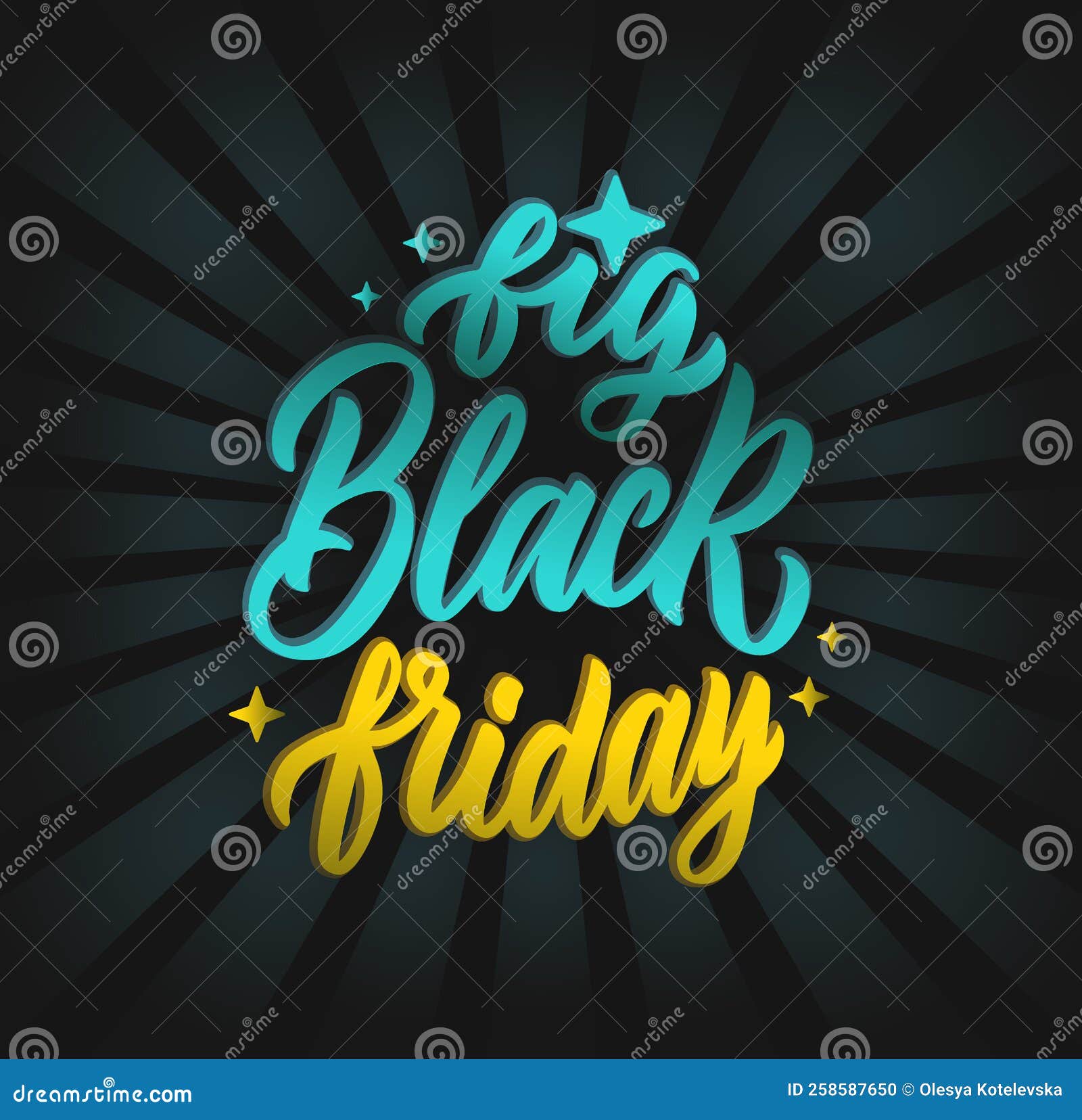 The Poster for Big Black Friday. the Calligraphy Inscription with Rays ...