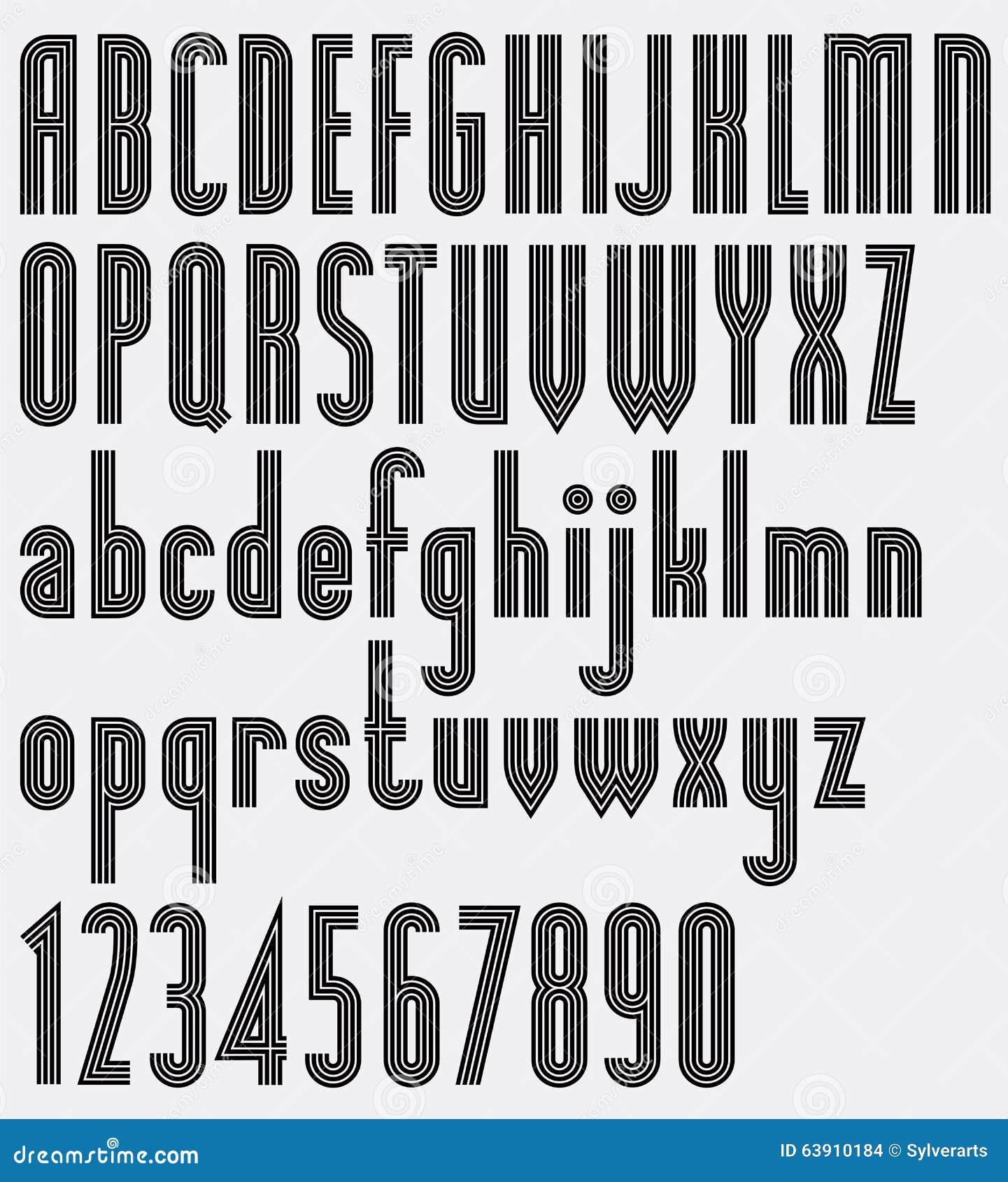 Poster Black Font and Numbers with Parallel Stripes. Stock Vector ...