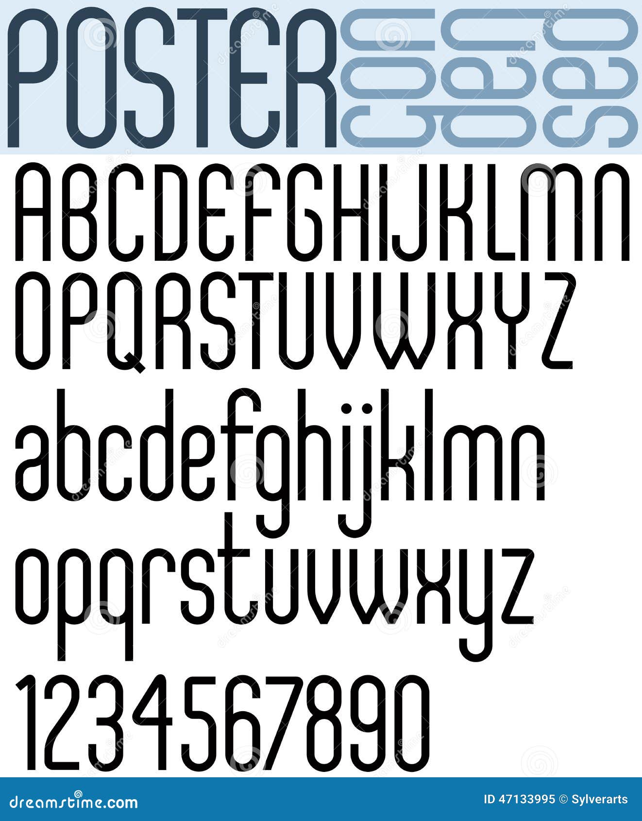 Poster Black Semibold Condensed Font and Numbers Stock Vector ...