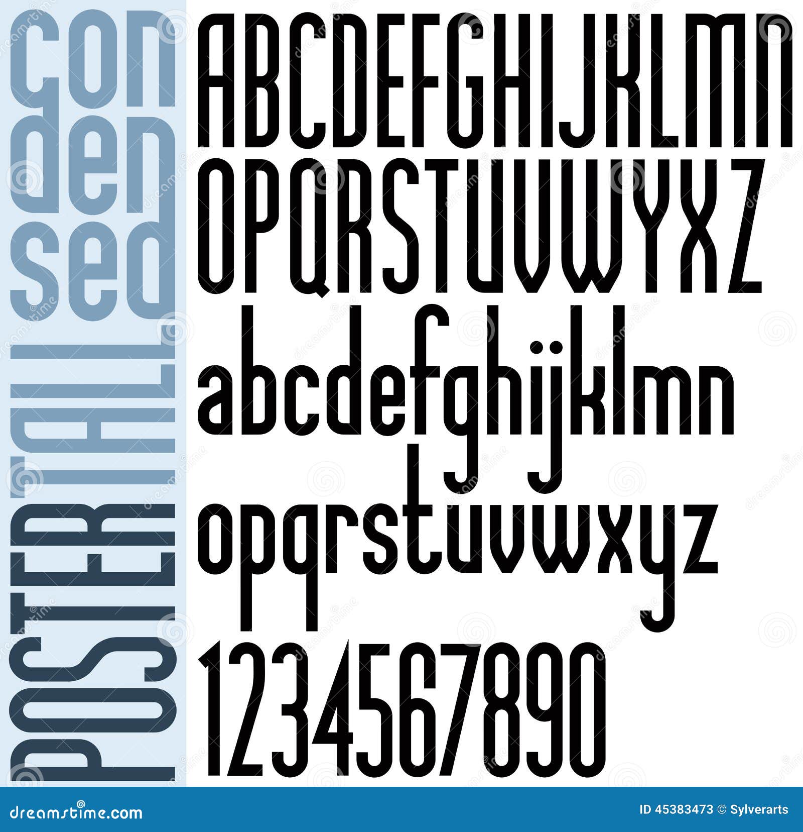 Poster Black Tall Condensed Font and Numbers Stock Vector ...