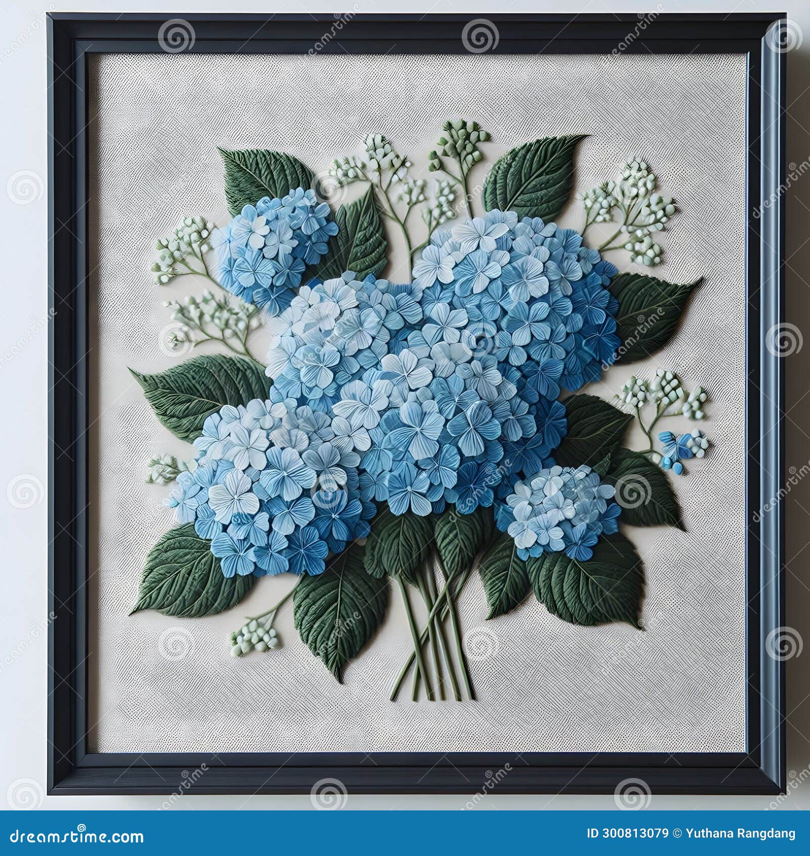 A Poster of Blue Hydrangea Made of Embroidery. Stock Image - Image of ...