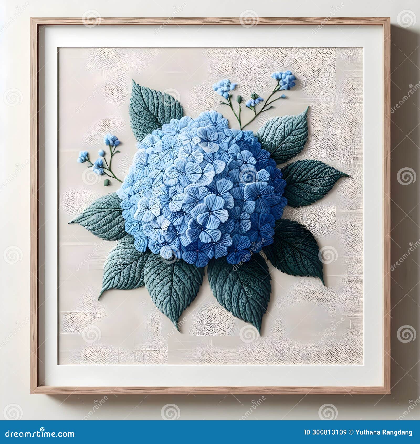 A Poster of Blue Hydrangea Made of Embroidery. Stock Image - Image of ...
