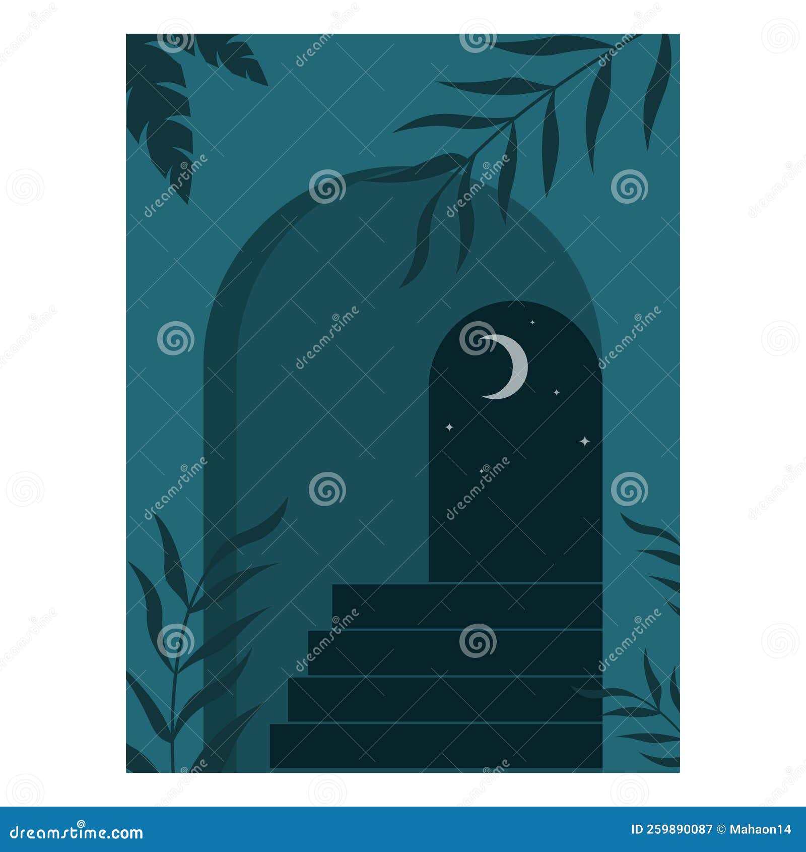 Night scenery boho style stock vector. Illustration of night - 259890087