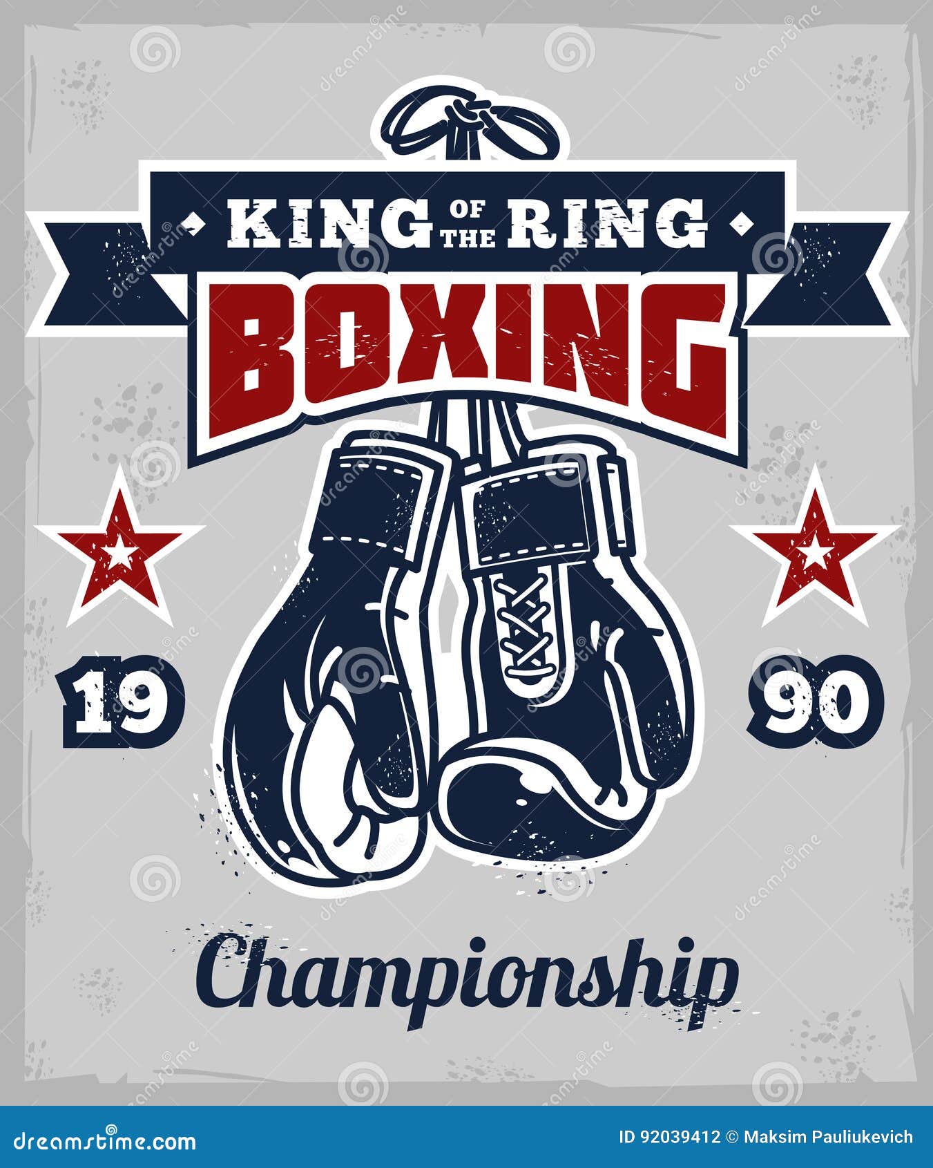 Poster with Boxing Gloves in Retro Stock Illustration - Illustration of ...