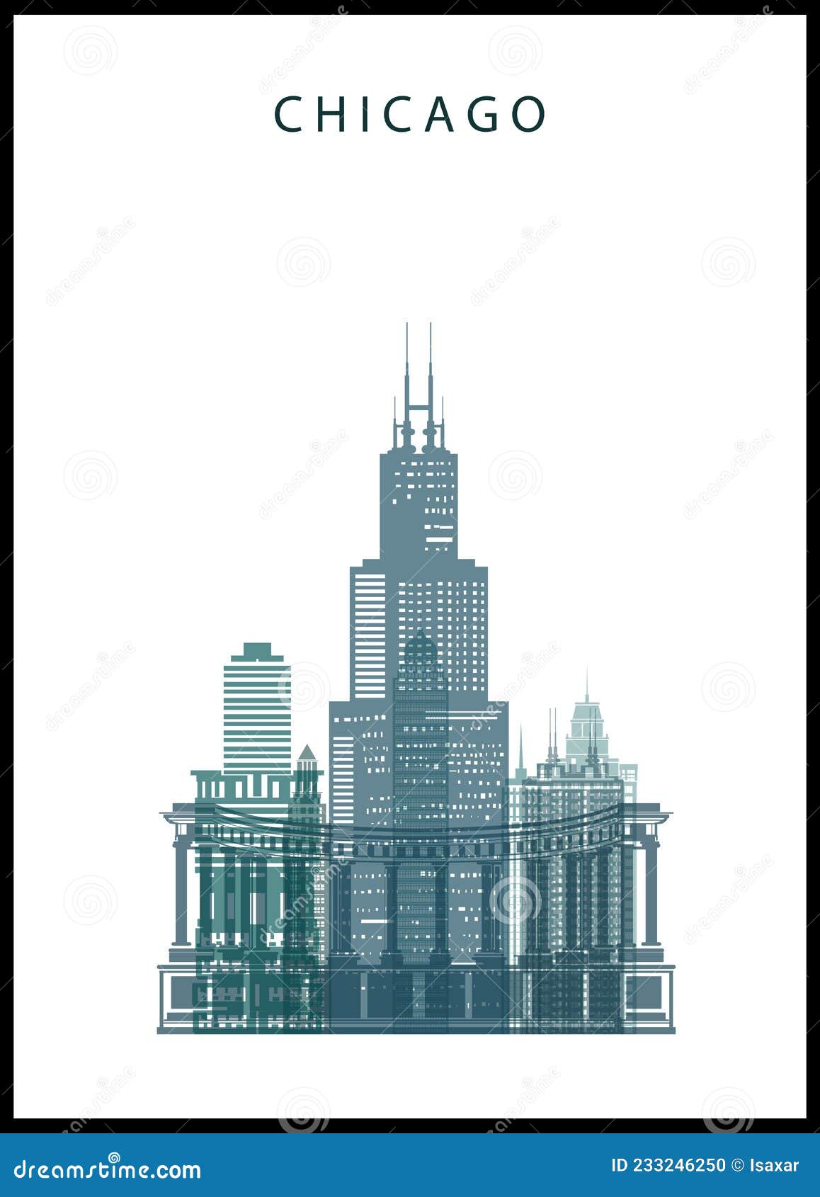 Poster of Chicago stock vector. Illustration of architecture - 233246250