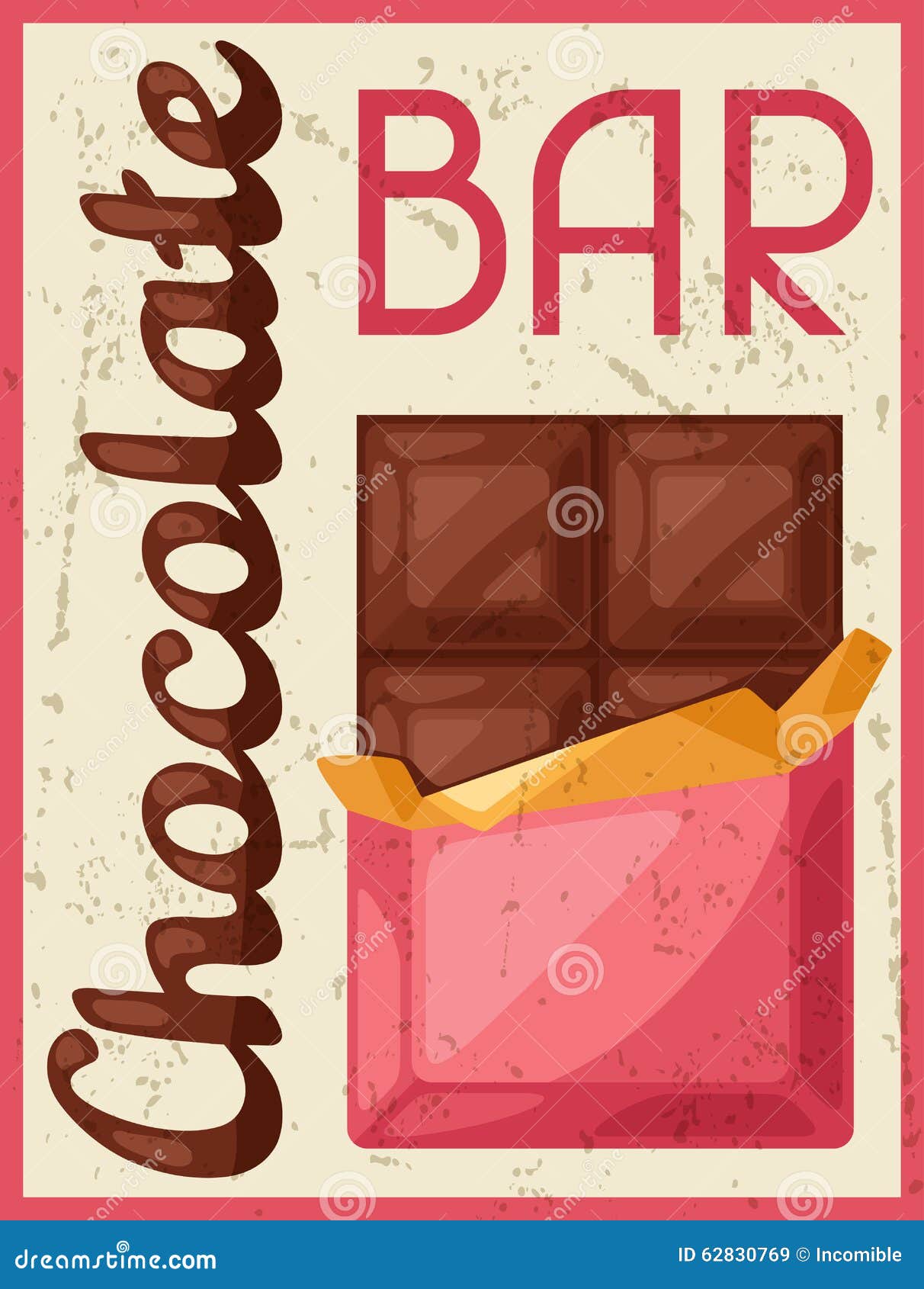 Poster with Chocolate Bar in Retro Style Stock Vector - Illustration of ...