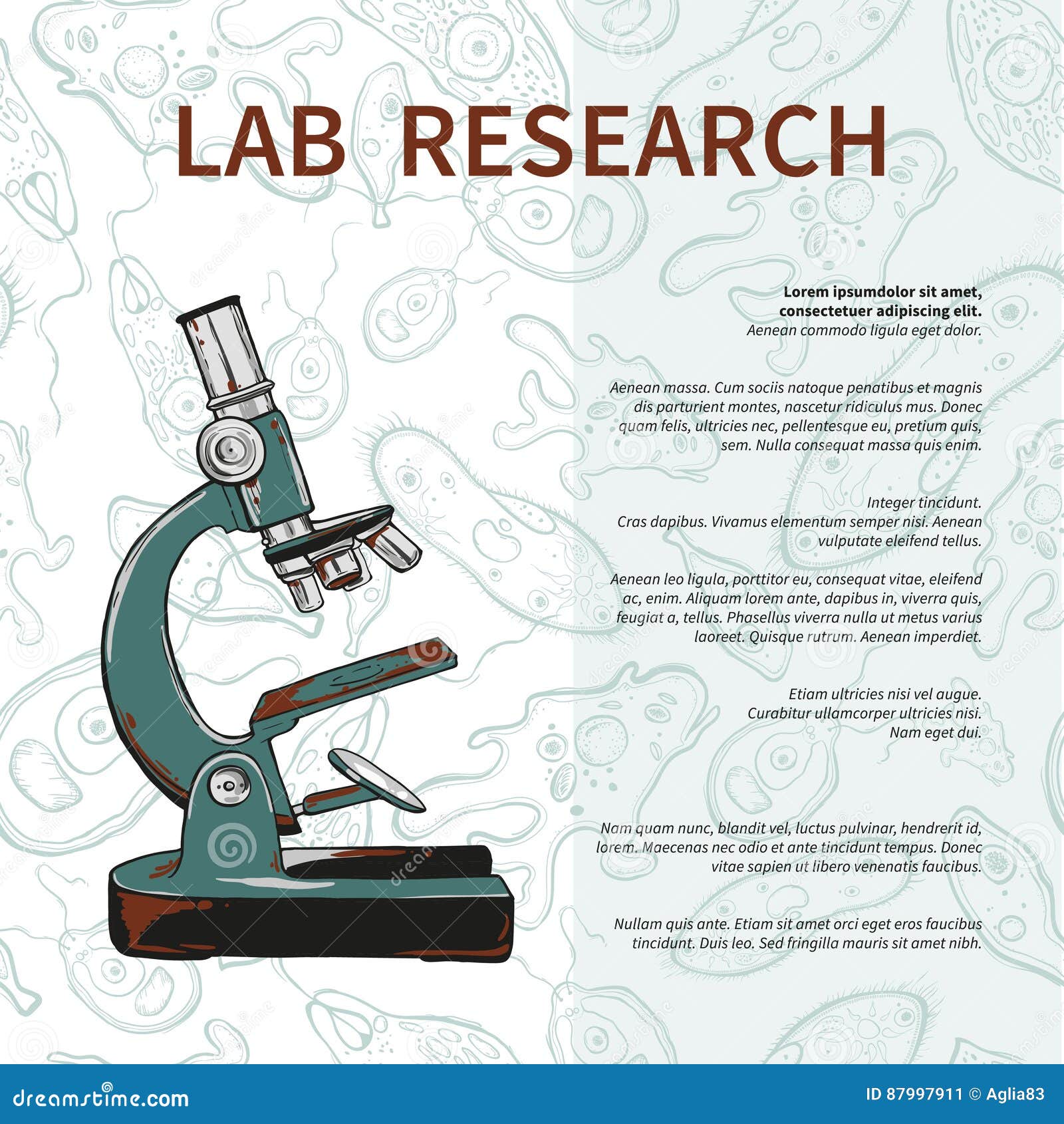 Poster With Microscope And Microbes Vector Illustration | CartoonDealer ...