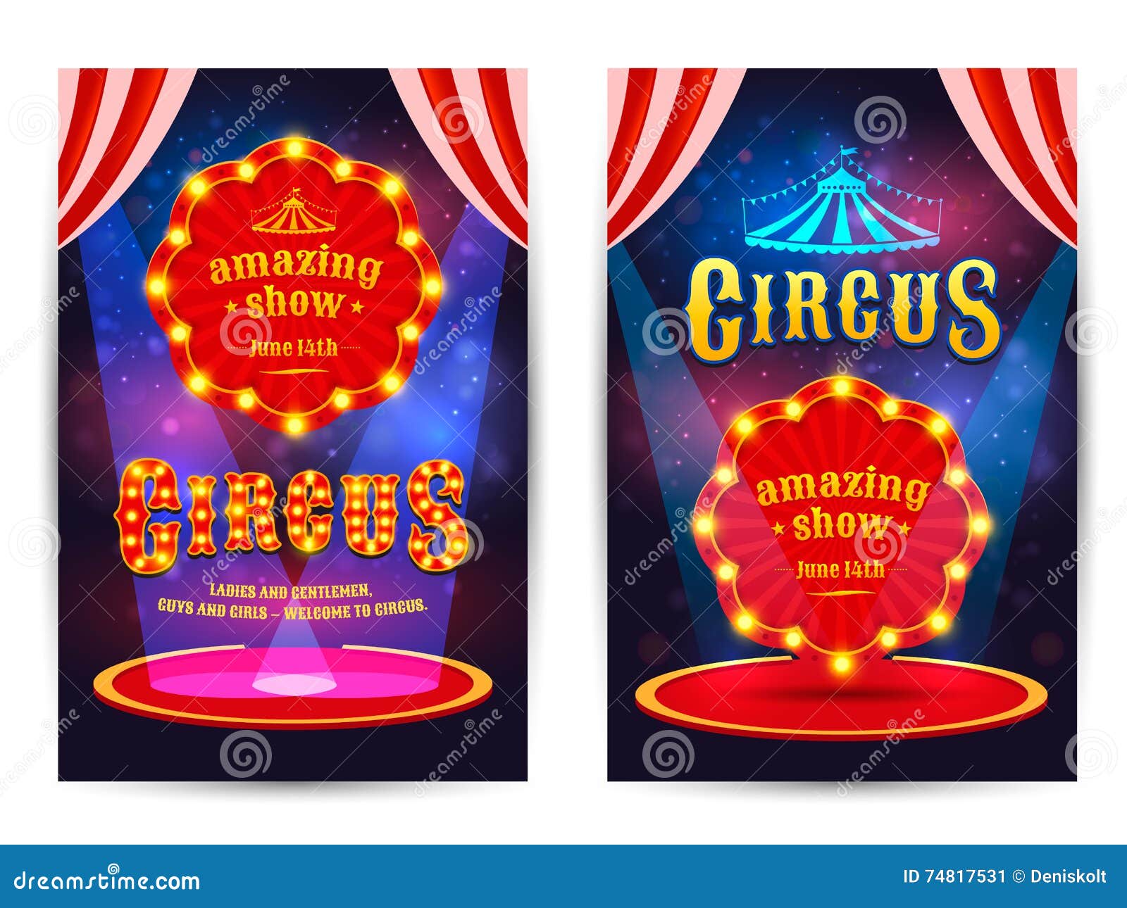 Circus Poster. Traveling Circus With Tent Carnival Festival Magic Show ...