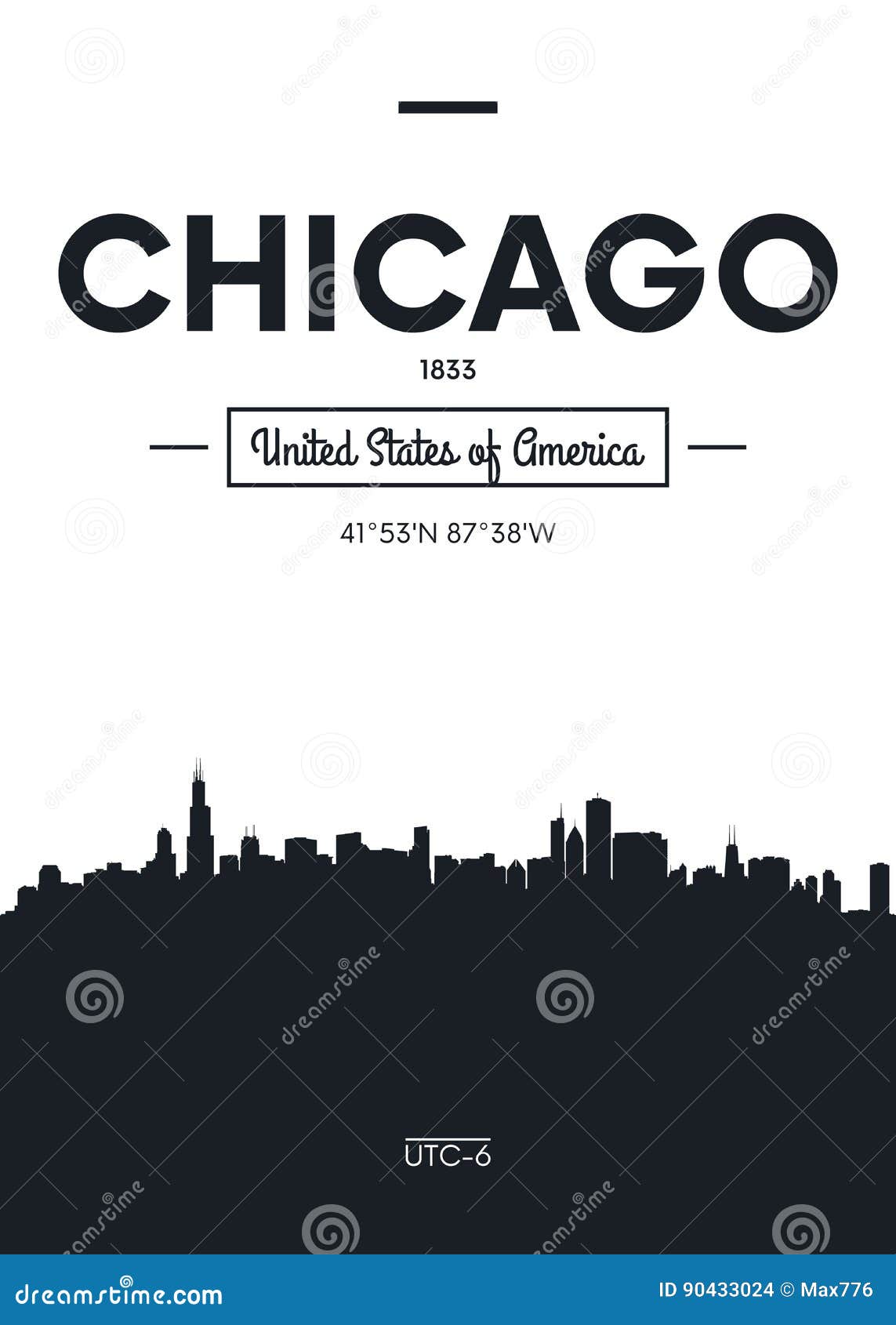 Poster With Map Of Chicago Landmarks Vector Illustration ...
