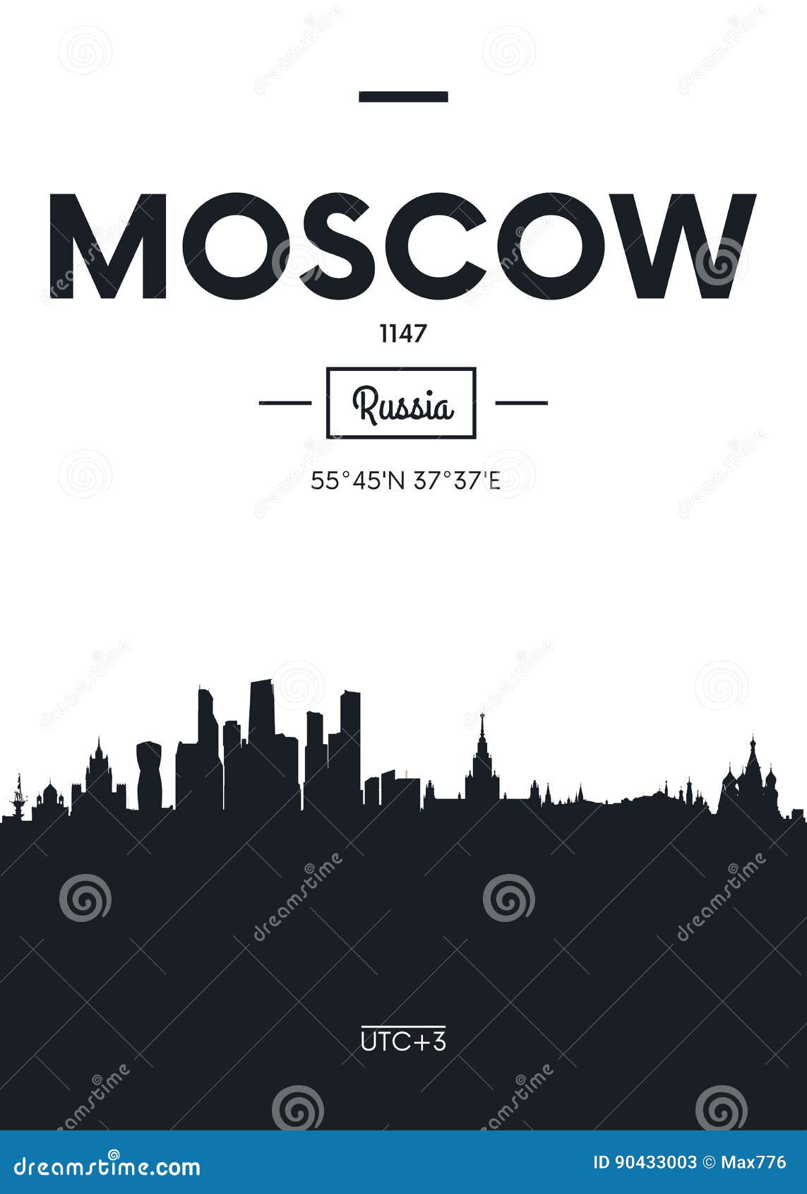 Poster City Skyline Moscow, Flat Style Vector Illustration Stock Vector ...