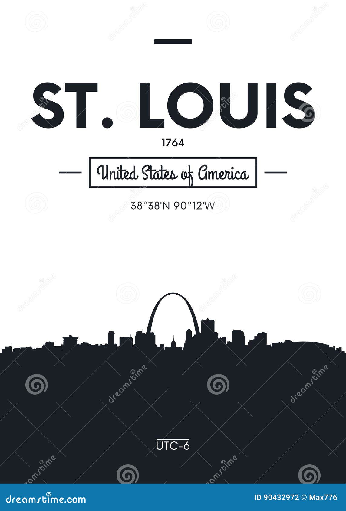 Poster City Skyline St Louis, Flat Style Vector Illustration Stock ...