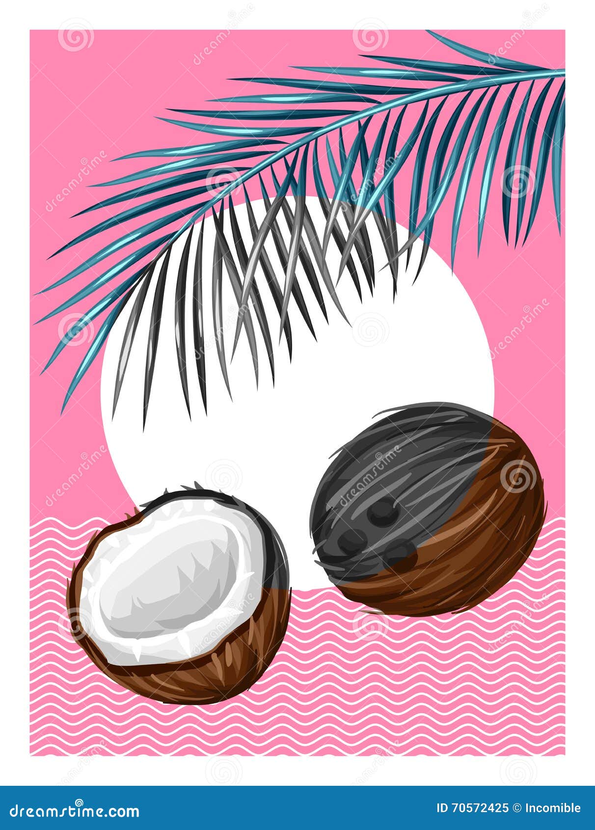 Poster with Coconuts. Tropical Abstract Background in Retro Style Stock ...