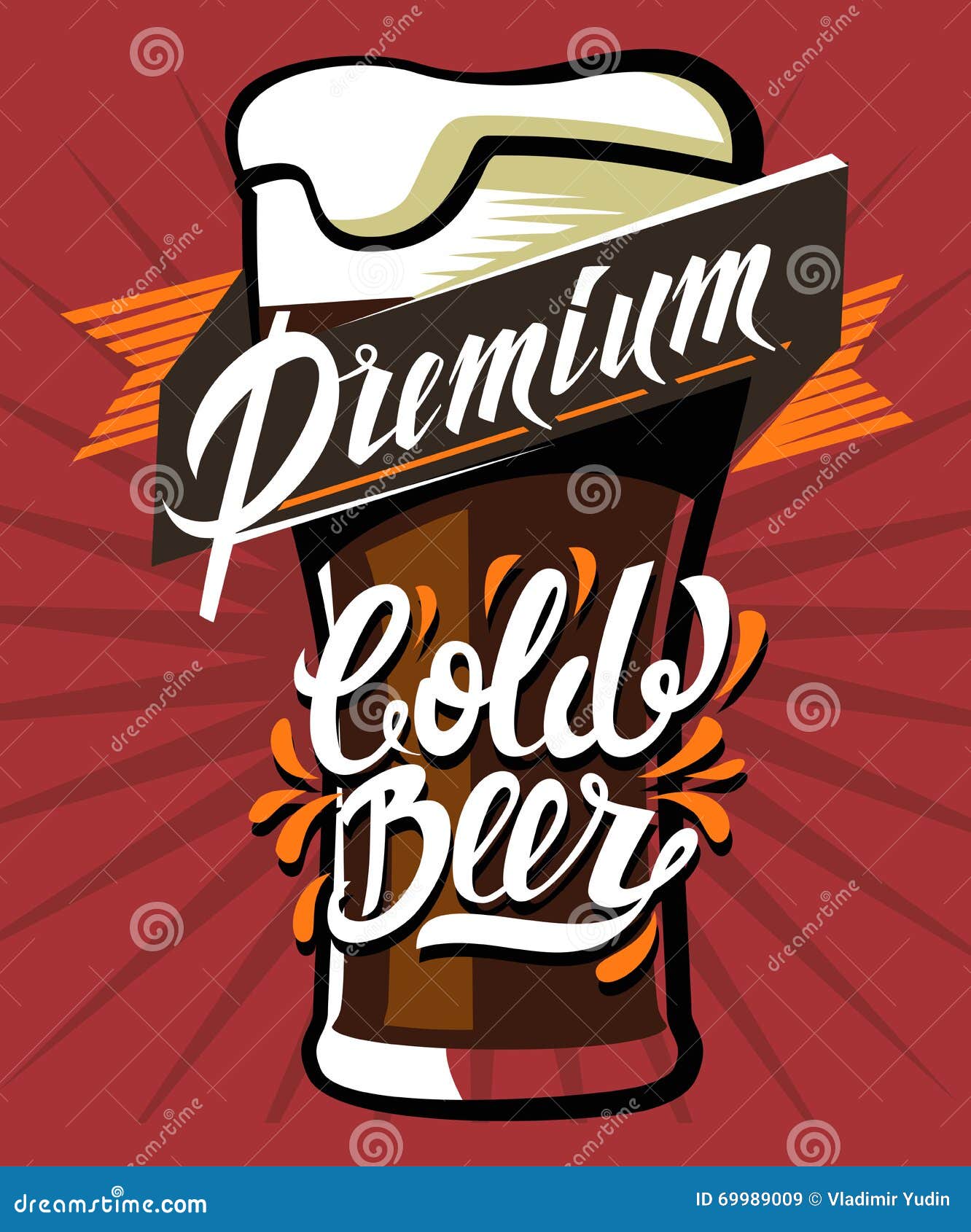 Poster of cold beer stock vector. Illustration of advertising - 69989009
