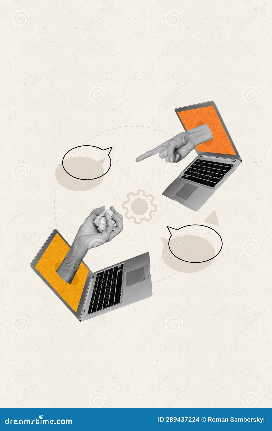 Poster Collage Artwork of Two Human Arms in Modern Technology Gadgets ...