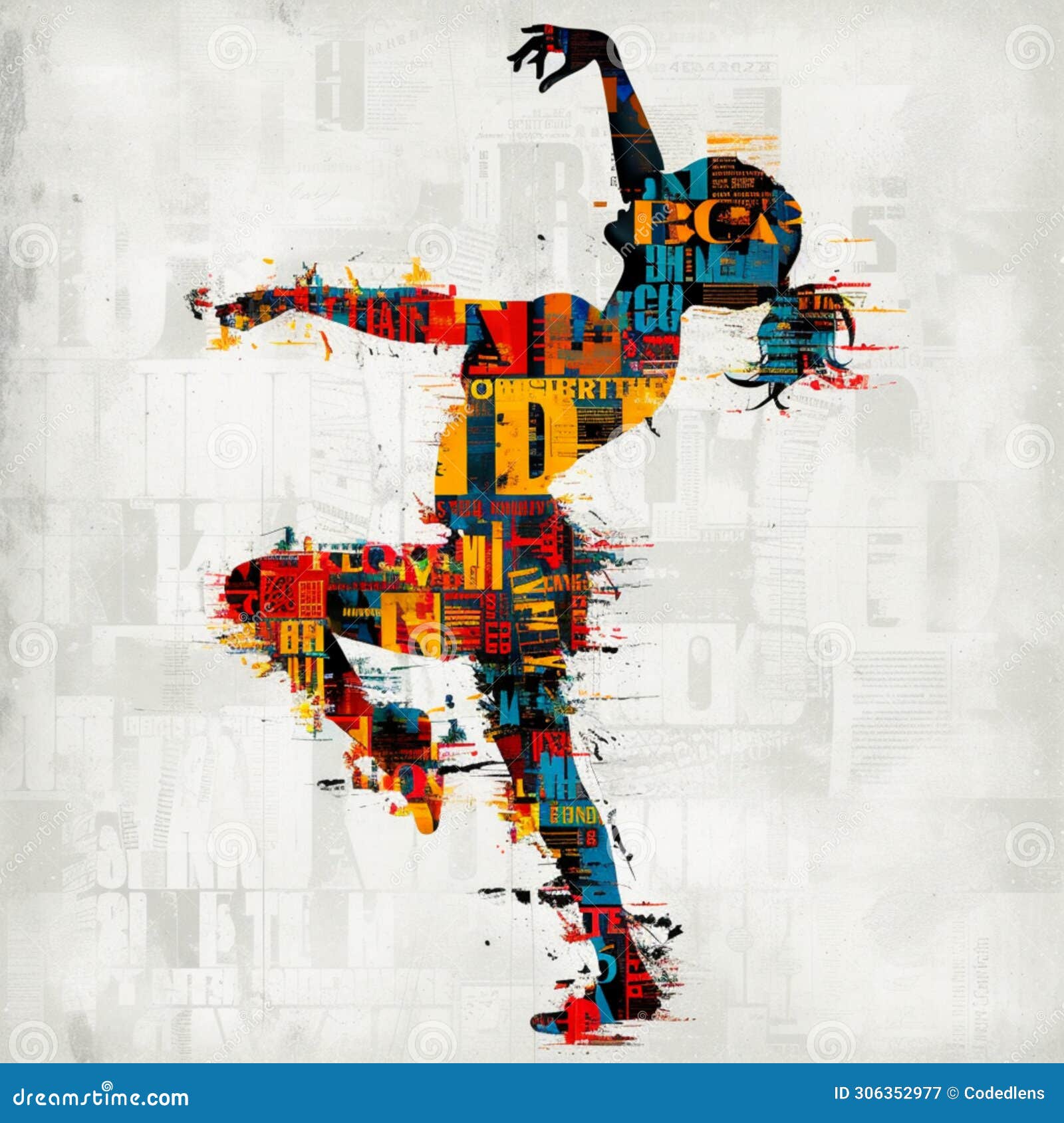 A Typography Forming Shape of a Dancer Stock Illustration ...