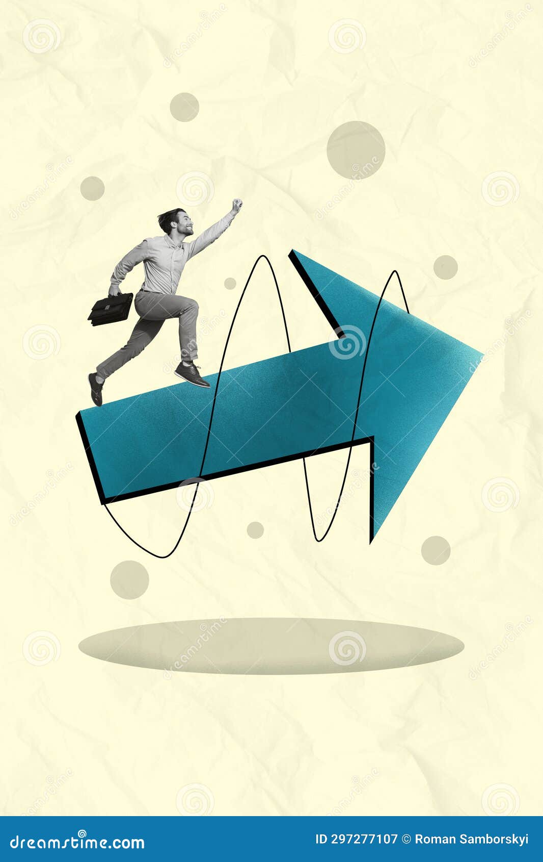 Poster Collage of Purposeful Man Running Forward Dream Success Isolated ...