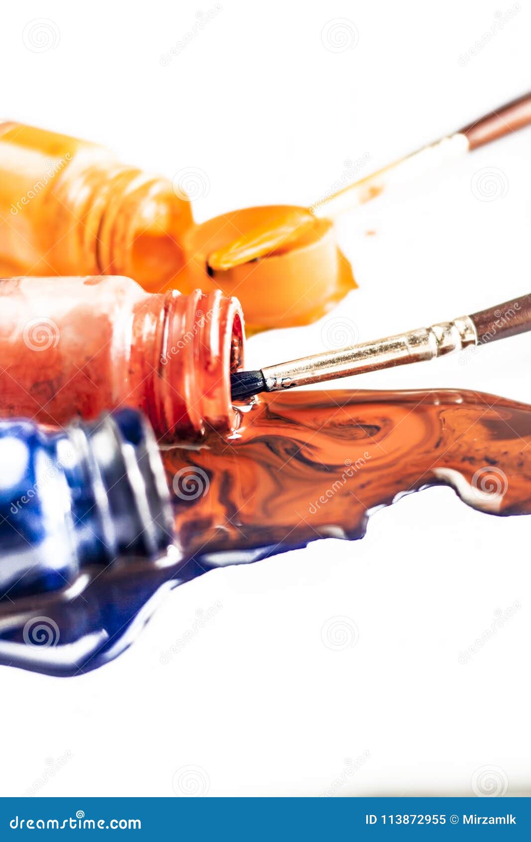 3 Poster Colors Falling or Dropping on White Surface. Stock Image ...