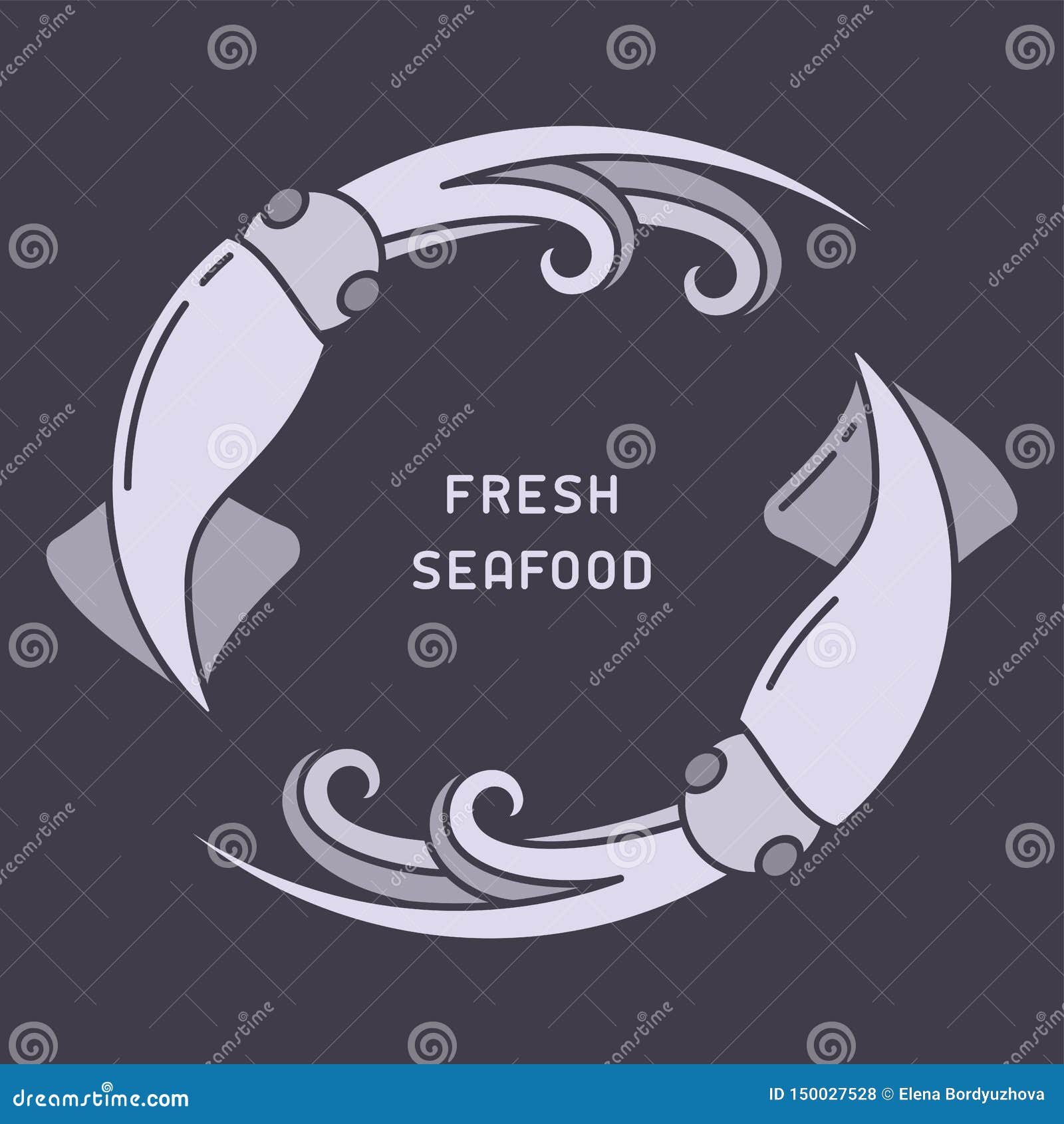 Poster Concept with Two Squids in Flat Style Stock Vector ...