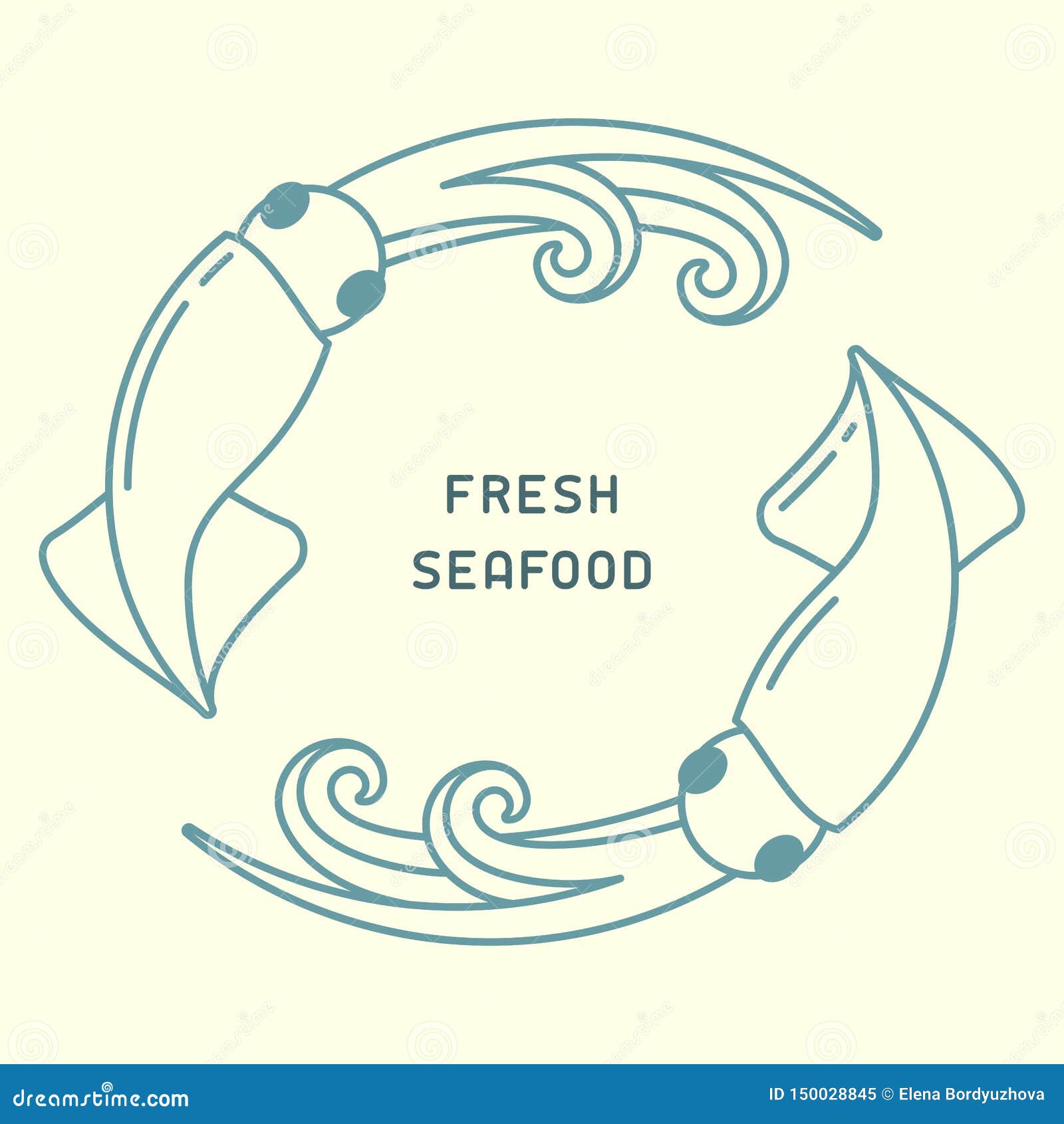 Poster Concept with Two Squids in Linear Style Stock Vector ...