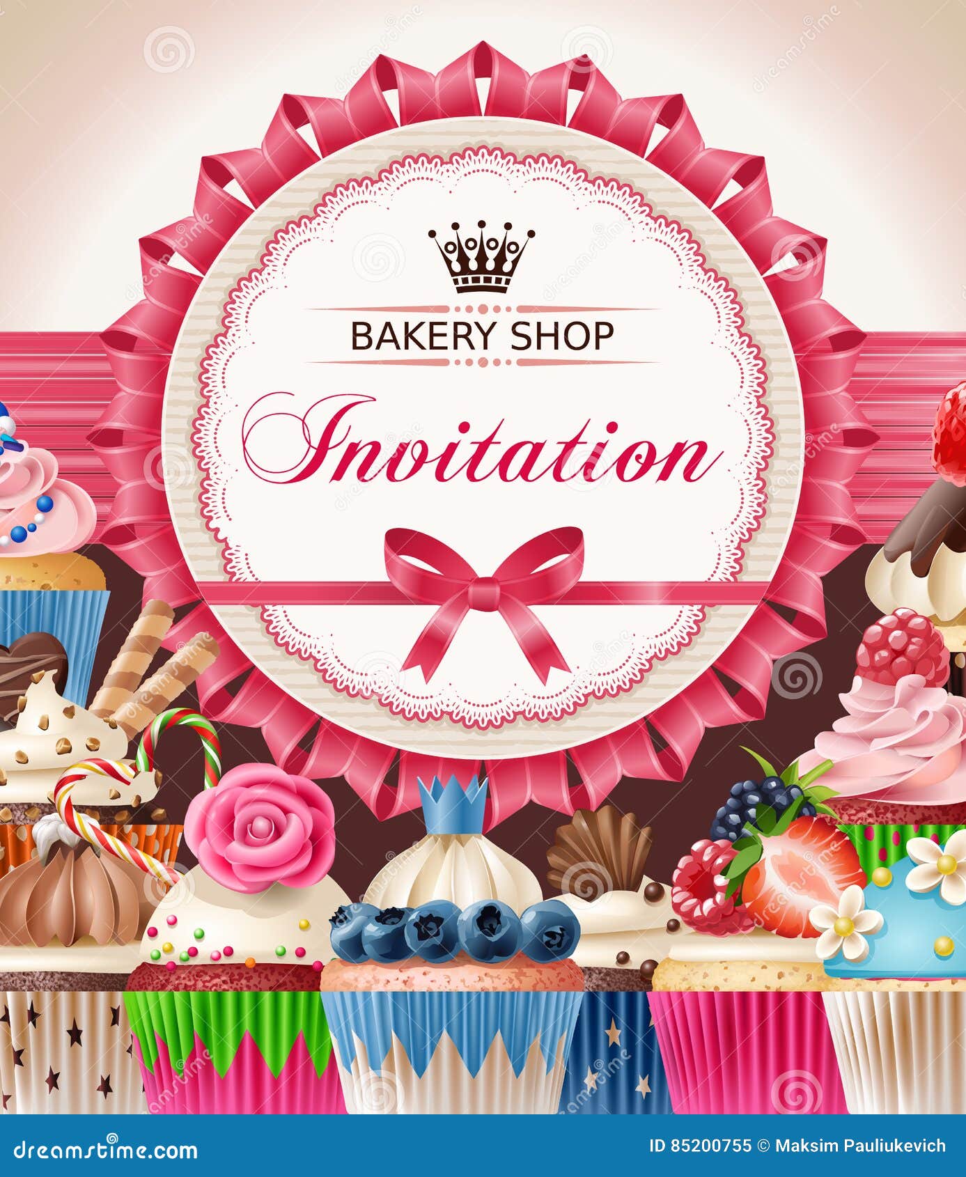Poster Of Confectionery Bakery With Cupcakes Cartoon Vector ...