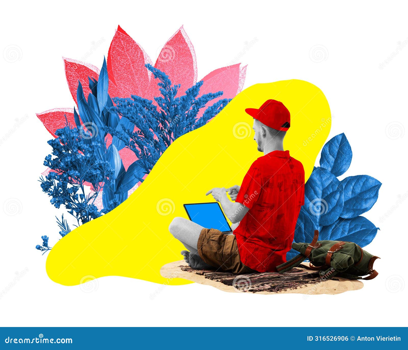 Poster. Contemporary Art Collage. New Normal in Work Environments Stock ...