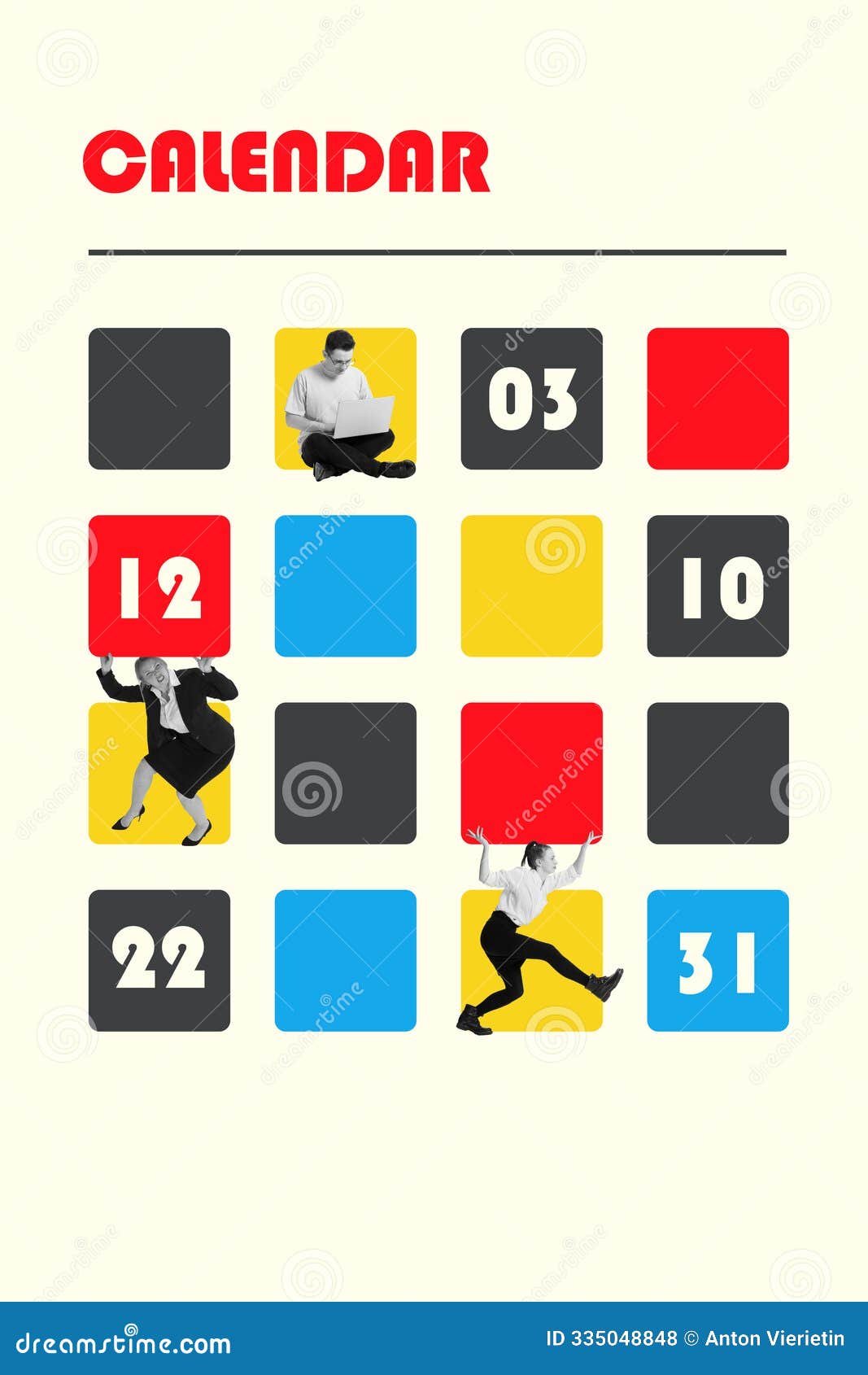 Poster. Contemporary Art Collage. Time Grids Create Organized ...