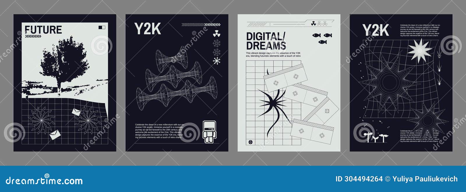Poster and Cover Design Layout in Y2k Style Stock Illustration ...