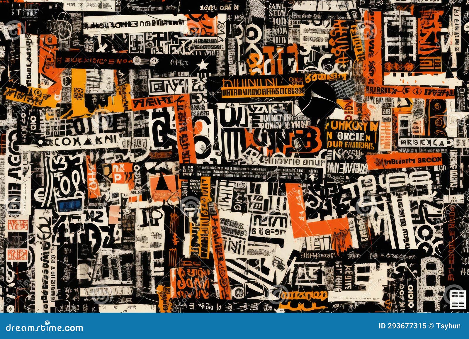 Poster is Covered in Small Letters and Newspaper Articles, Decorative ...