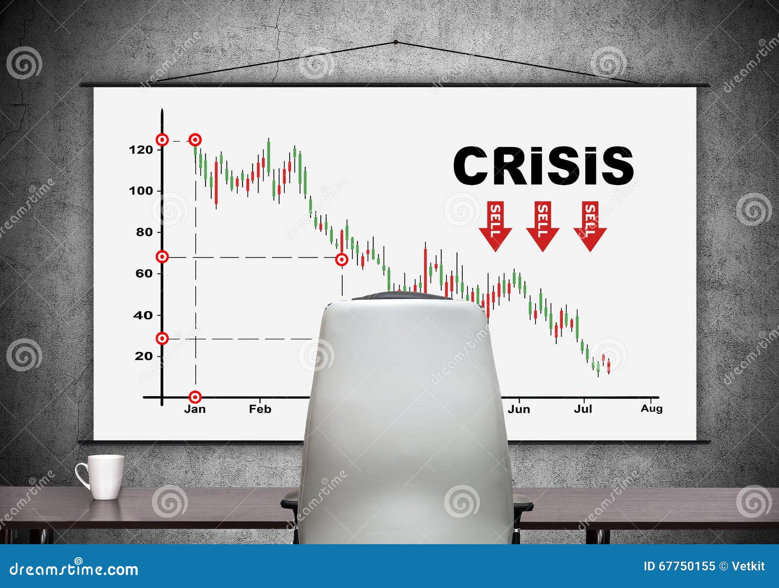 Poster with crisis chart stock image. Image of loss, company - 67750155