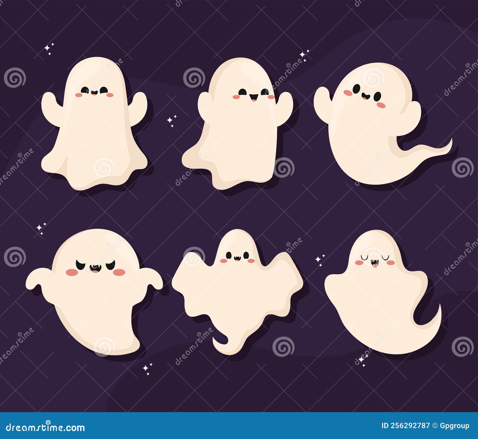 Cute ghosts set stock vector. Illustration of trick - 256292787