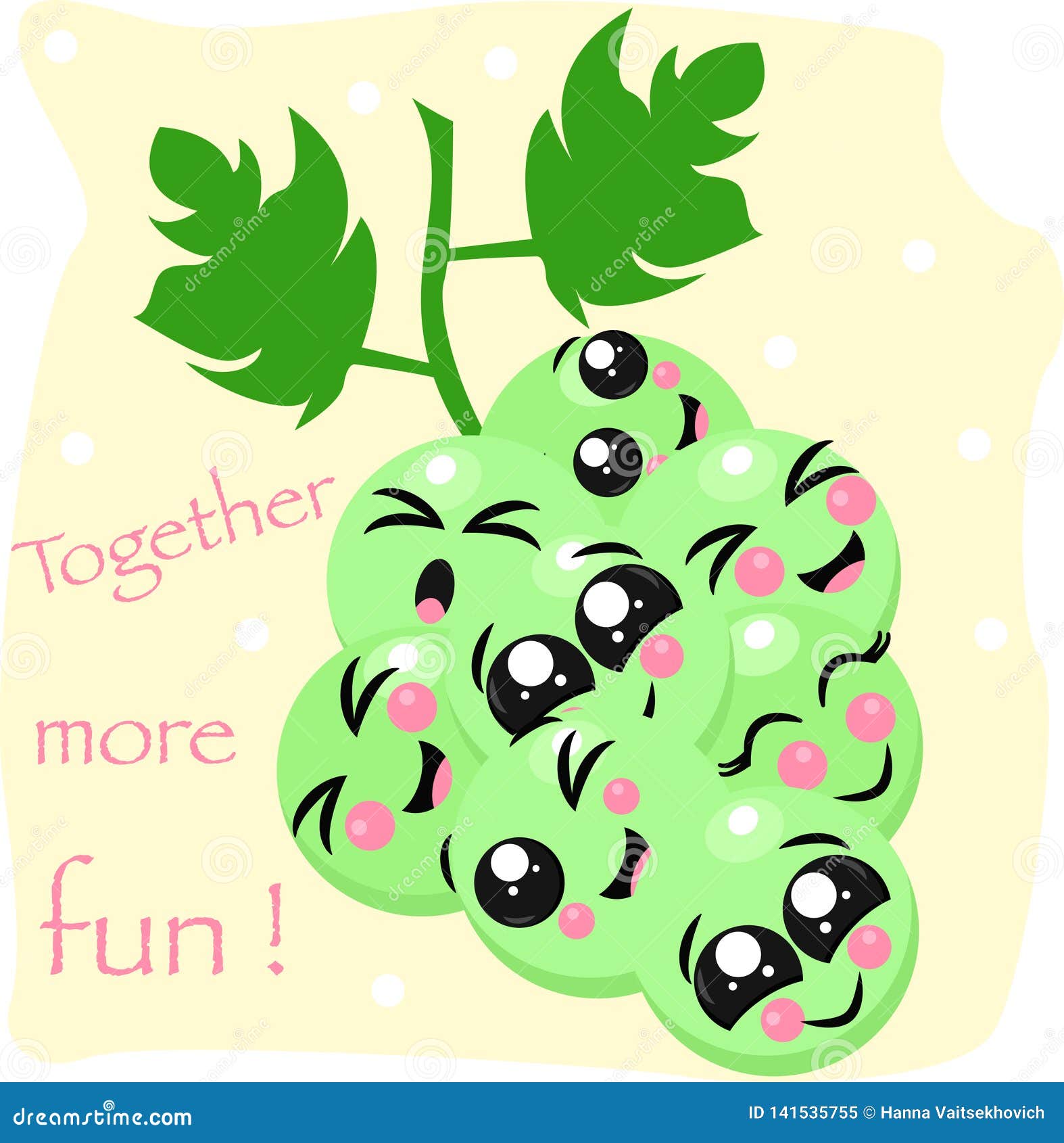 Poster with Cute Grapes - Vector Illustration, Eps Stock Vector ...