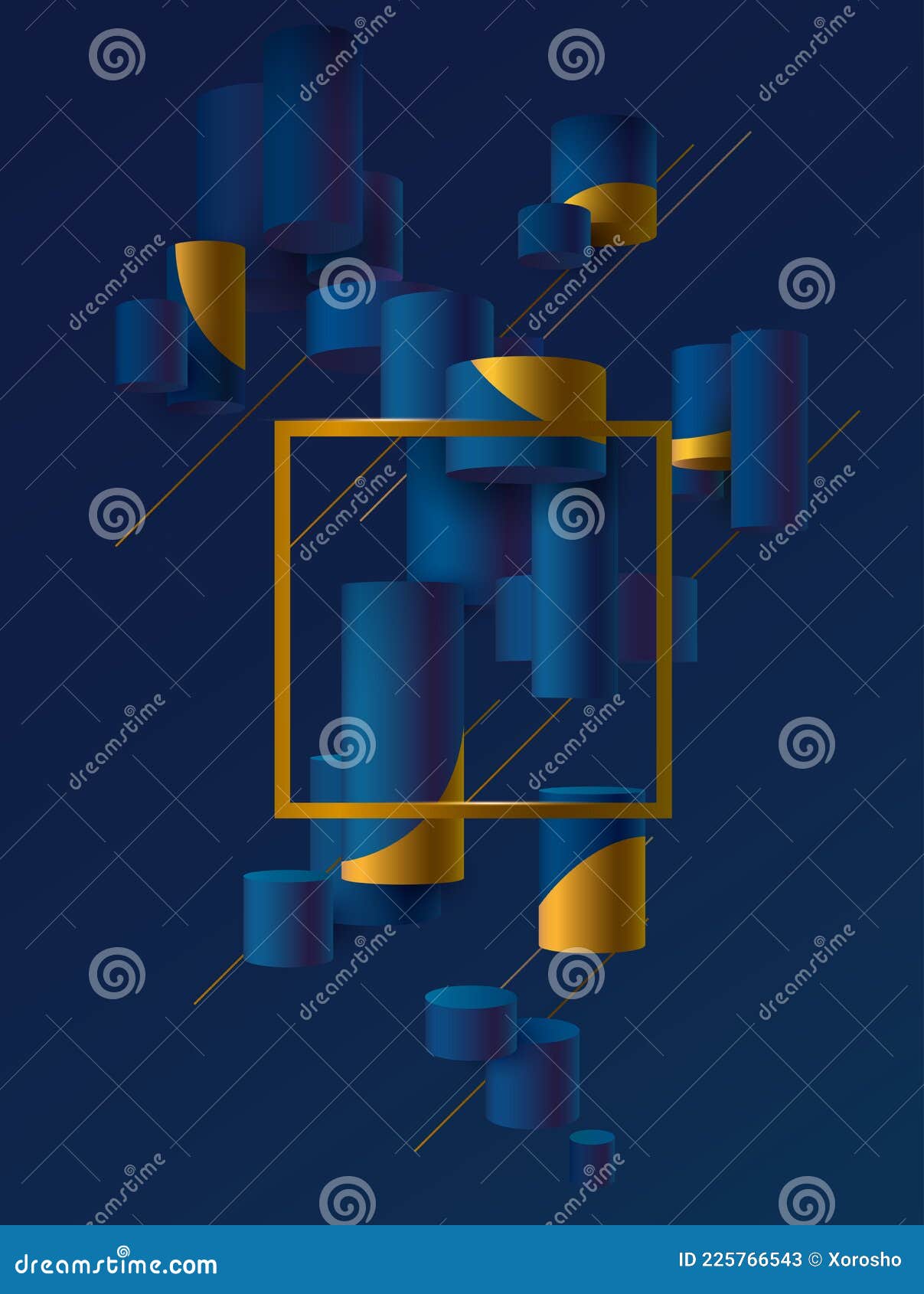 Poster with 3D cylinders stock vector. Illustration of digital - 225766543