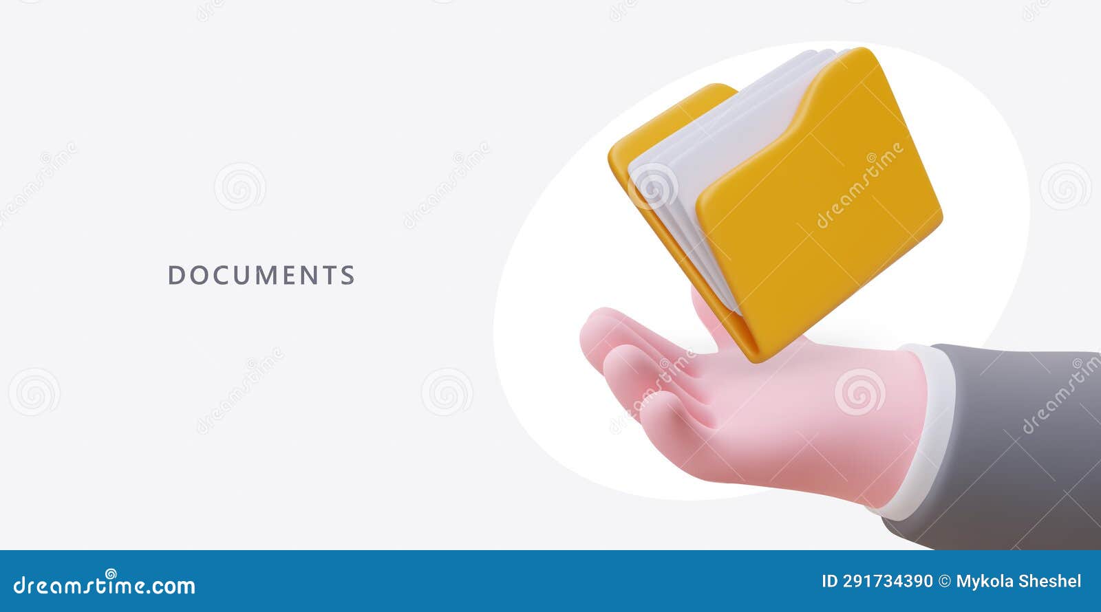 Poster with 3d Realistic Hand Holding Yellow Folder with Different ...