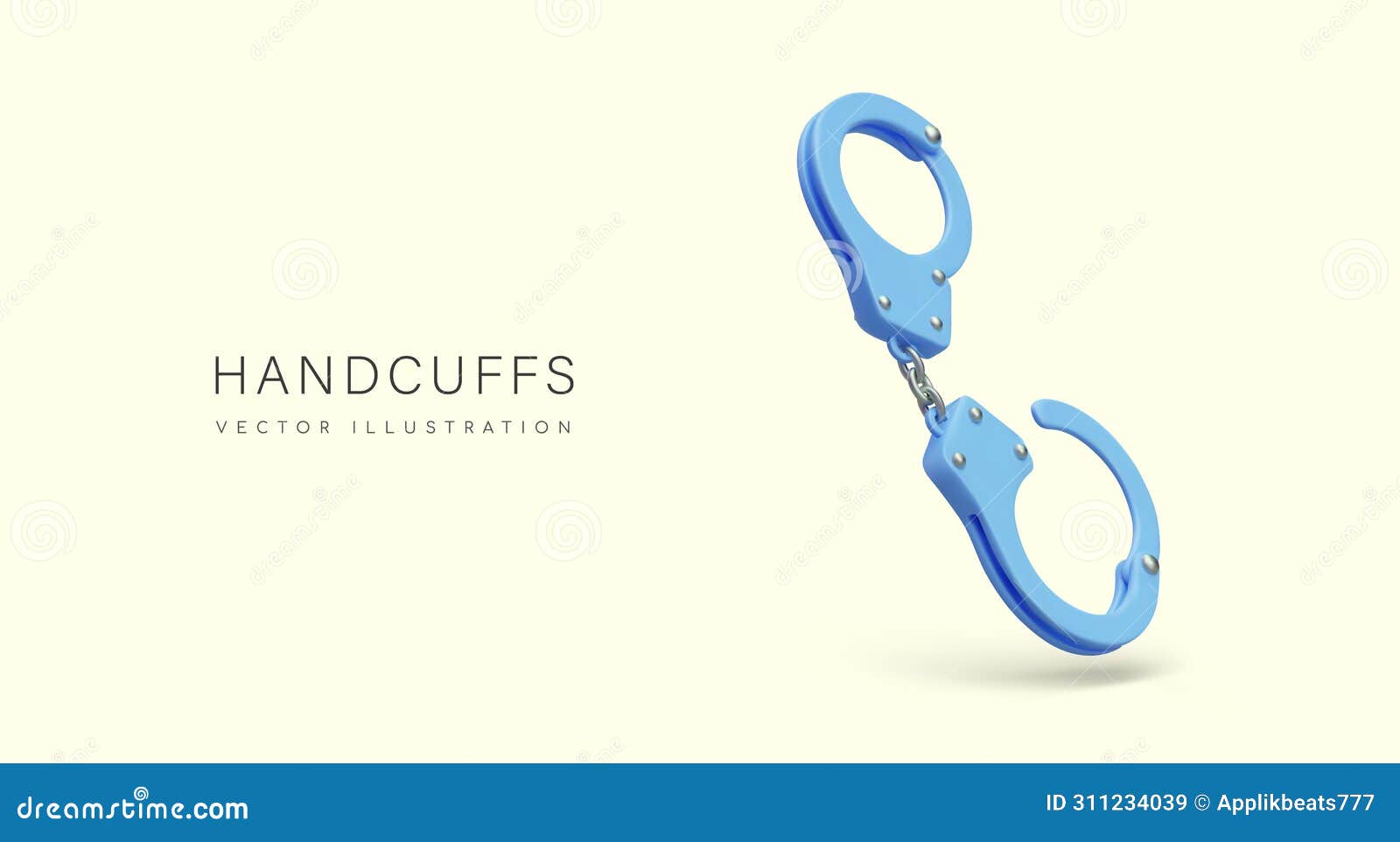 Poster with 3d Realistic Handcuffs in Blue Colors. Object for Play Stock Vector - Illustration ...