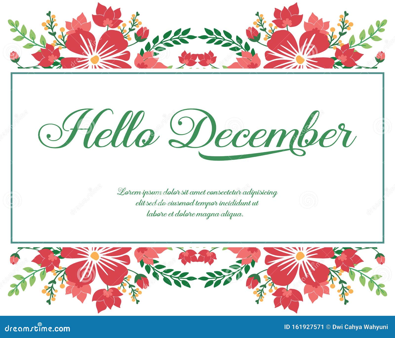 Poster Decoration of Hello December, with Texture Element of Red Flower ...