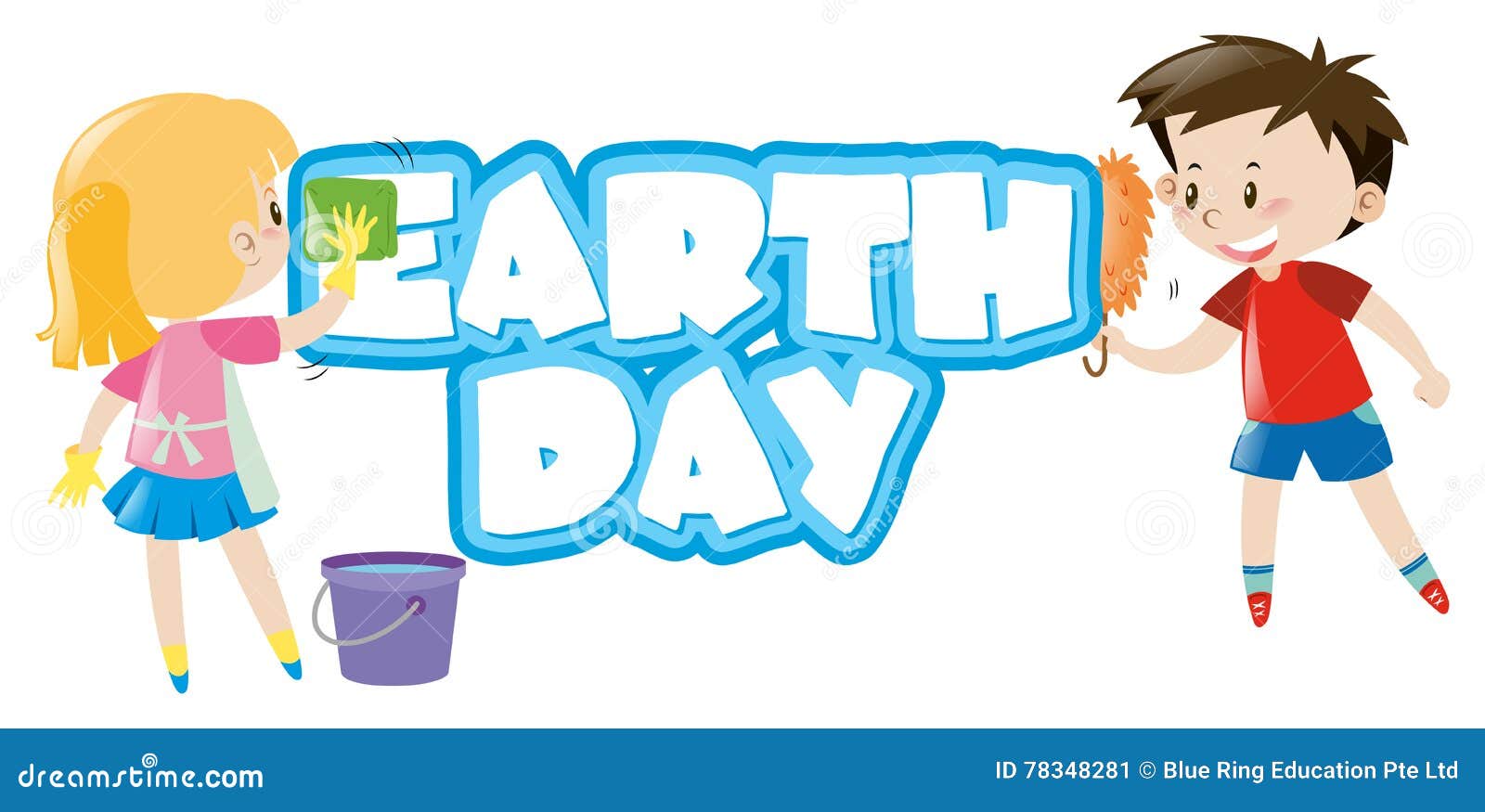 Poster Design with Children and Earth Day Stock Vector - Illustration ...