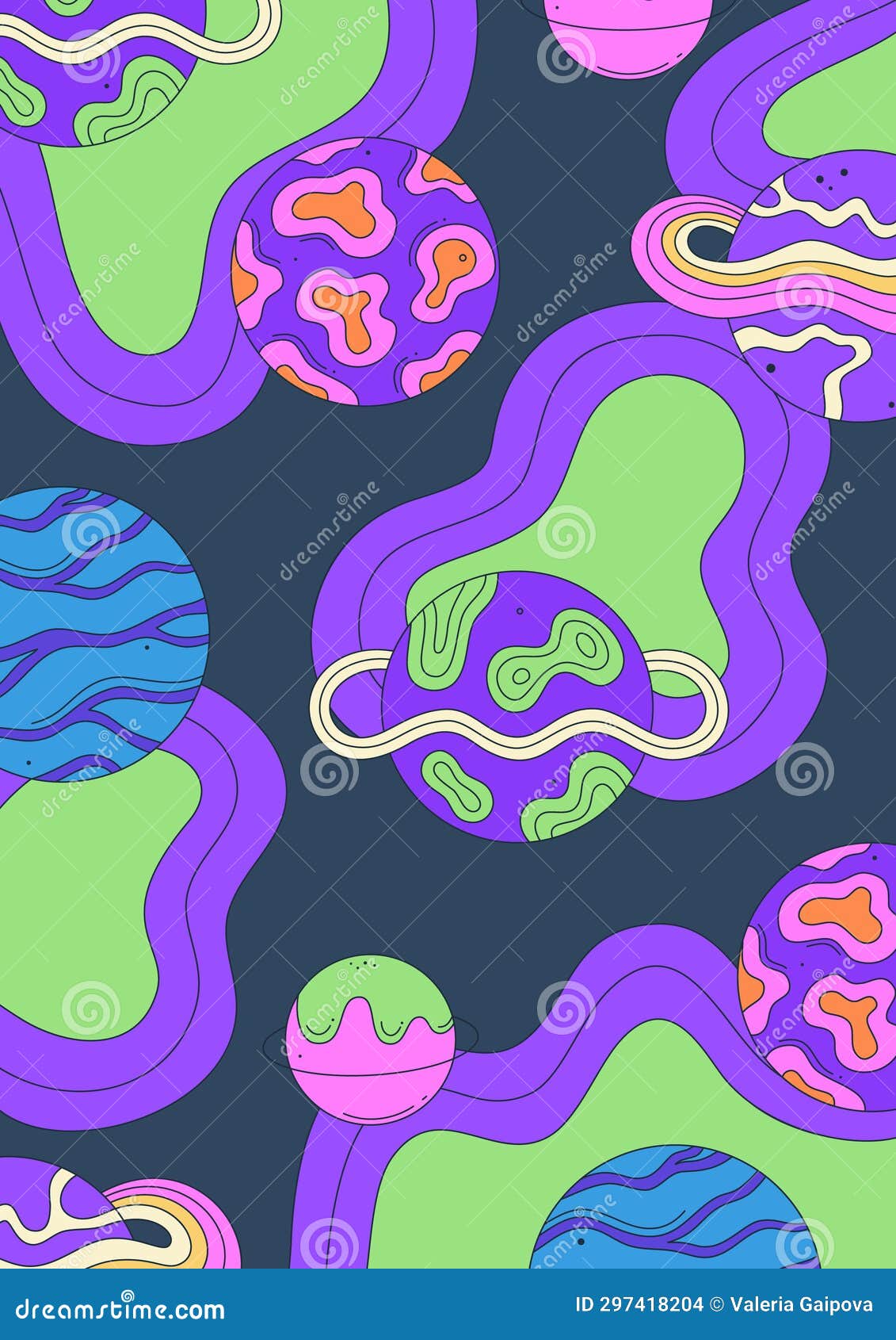 Poster Design. Contemporary Vibrant Vector Illustration with Abstract Patterned Planets on ...